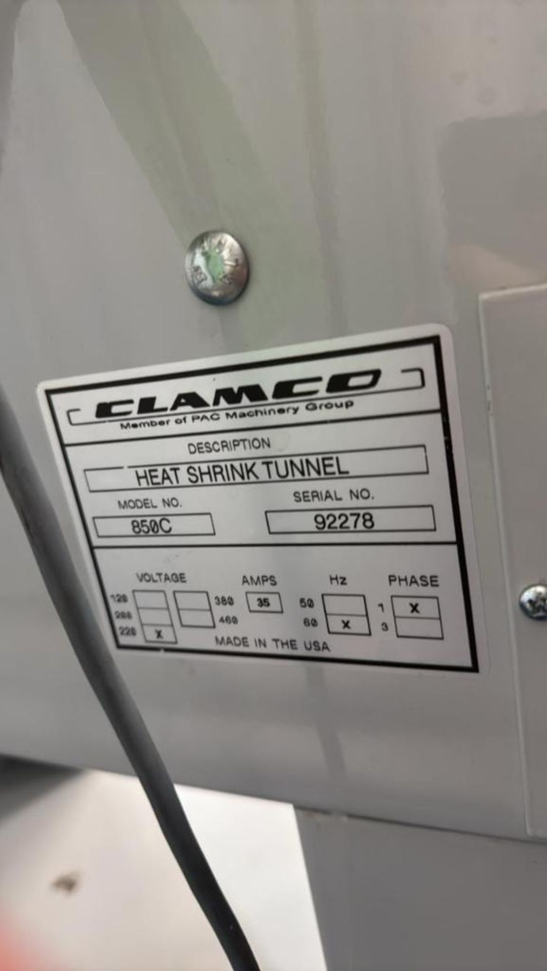 Clamco L-Bar Sealer, Model DEM 4 L-Sealer, SN 92274 with 850C Shrink ...