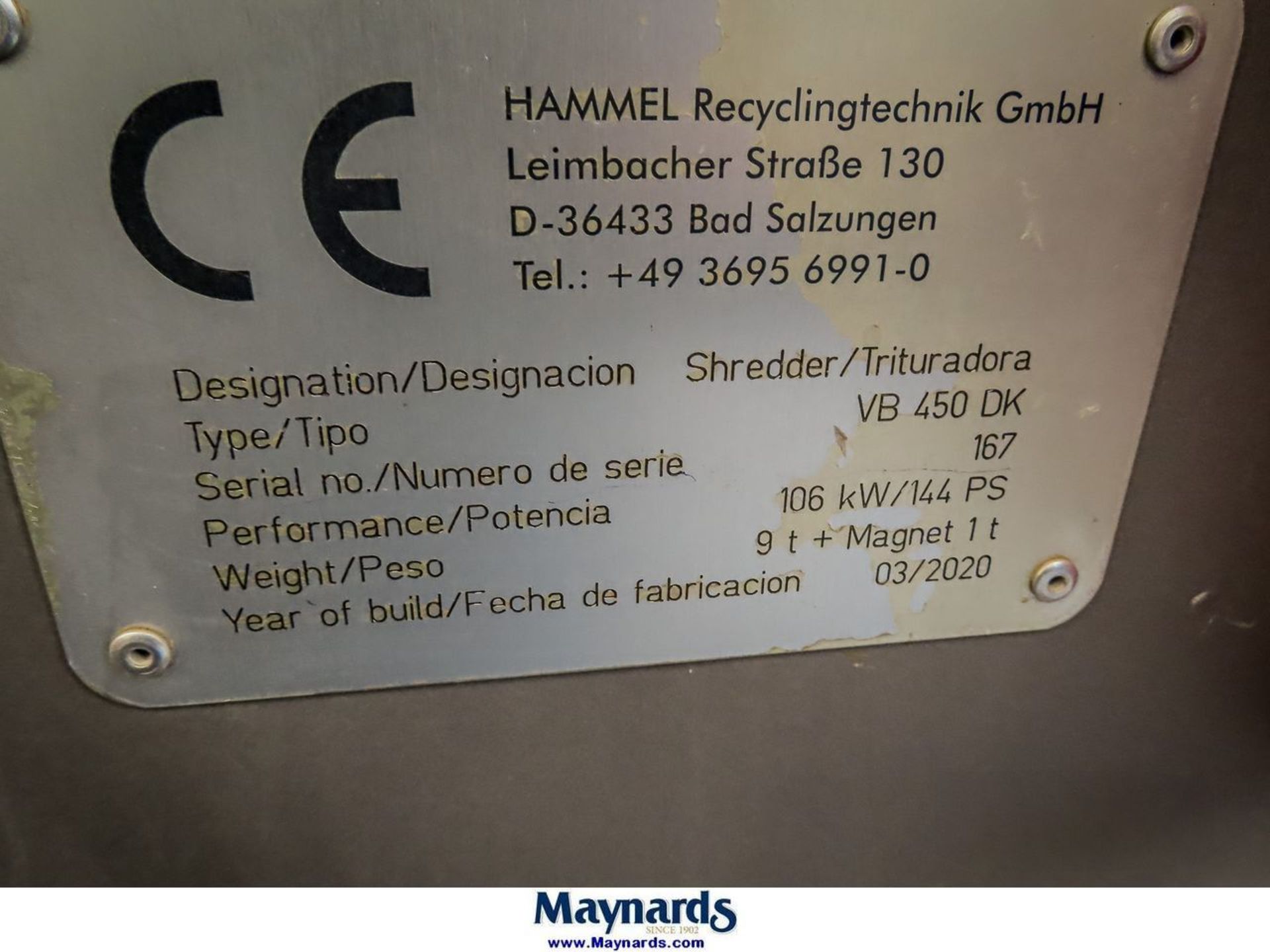2020 HAMMEL VB 450 DK SHREDDER TRACK MOUNTED, REMOTE, 100 HOURS ...