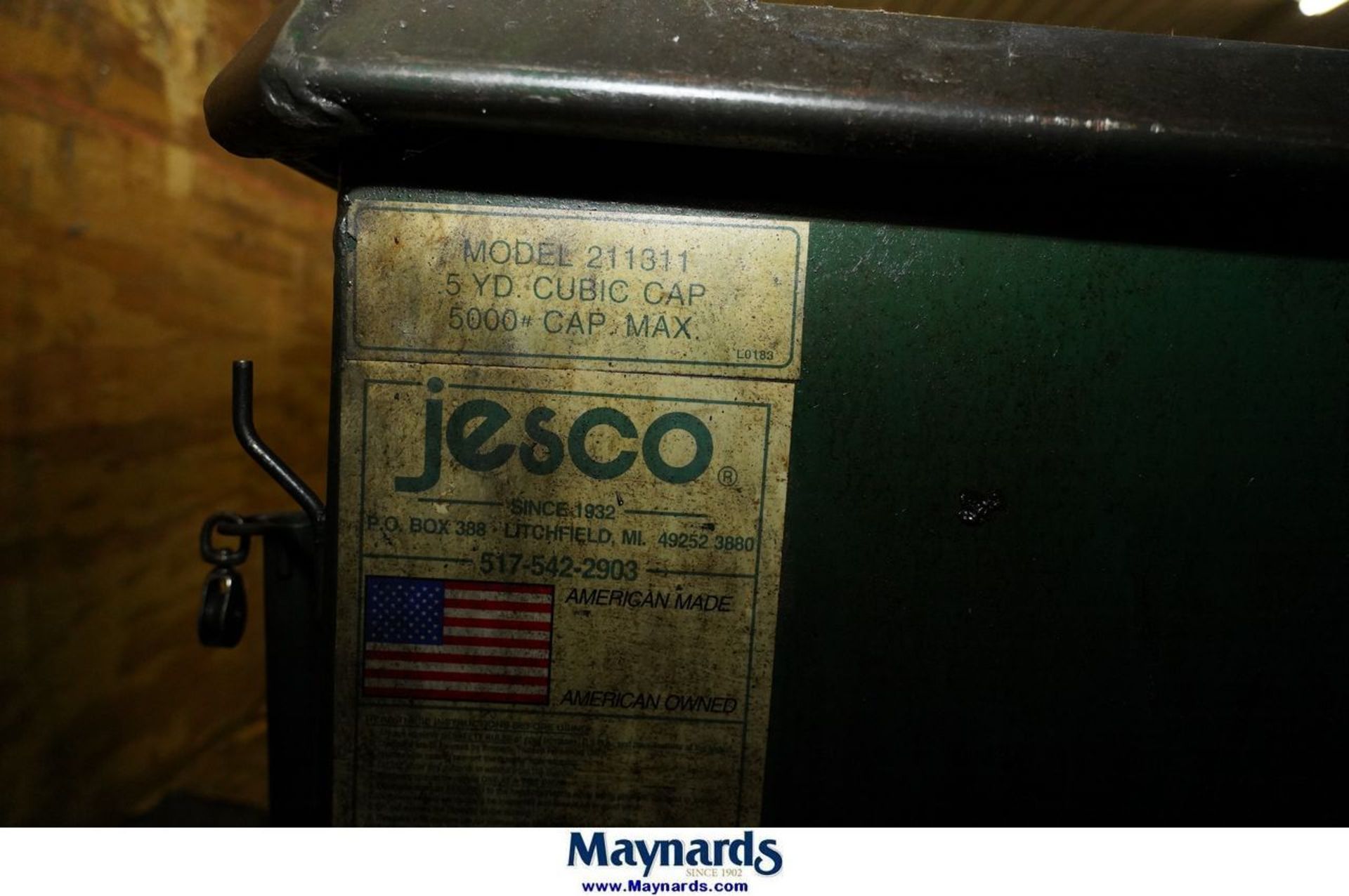 (3) Jesco Model 211311 .5 Yard Cubic Dump Hopper