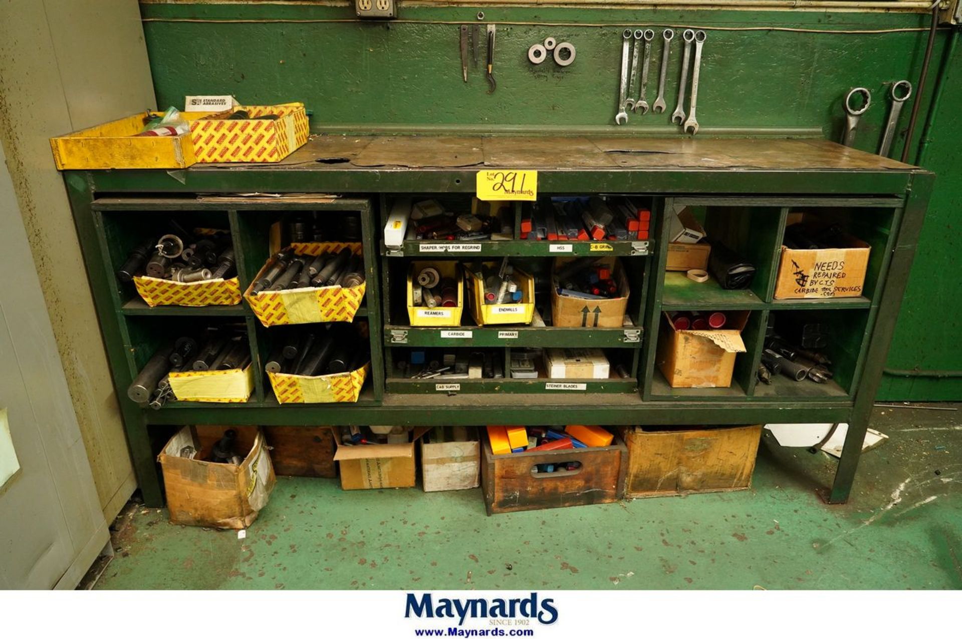 Work Bench With Assorted Tooling Bars, Boring Bars, Reamers, End Mills ...