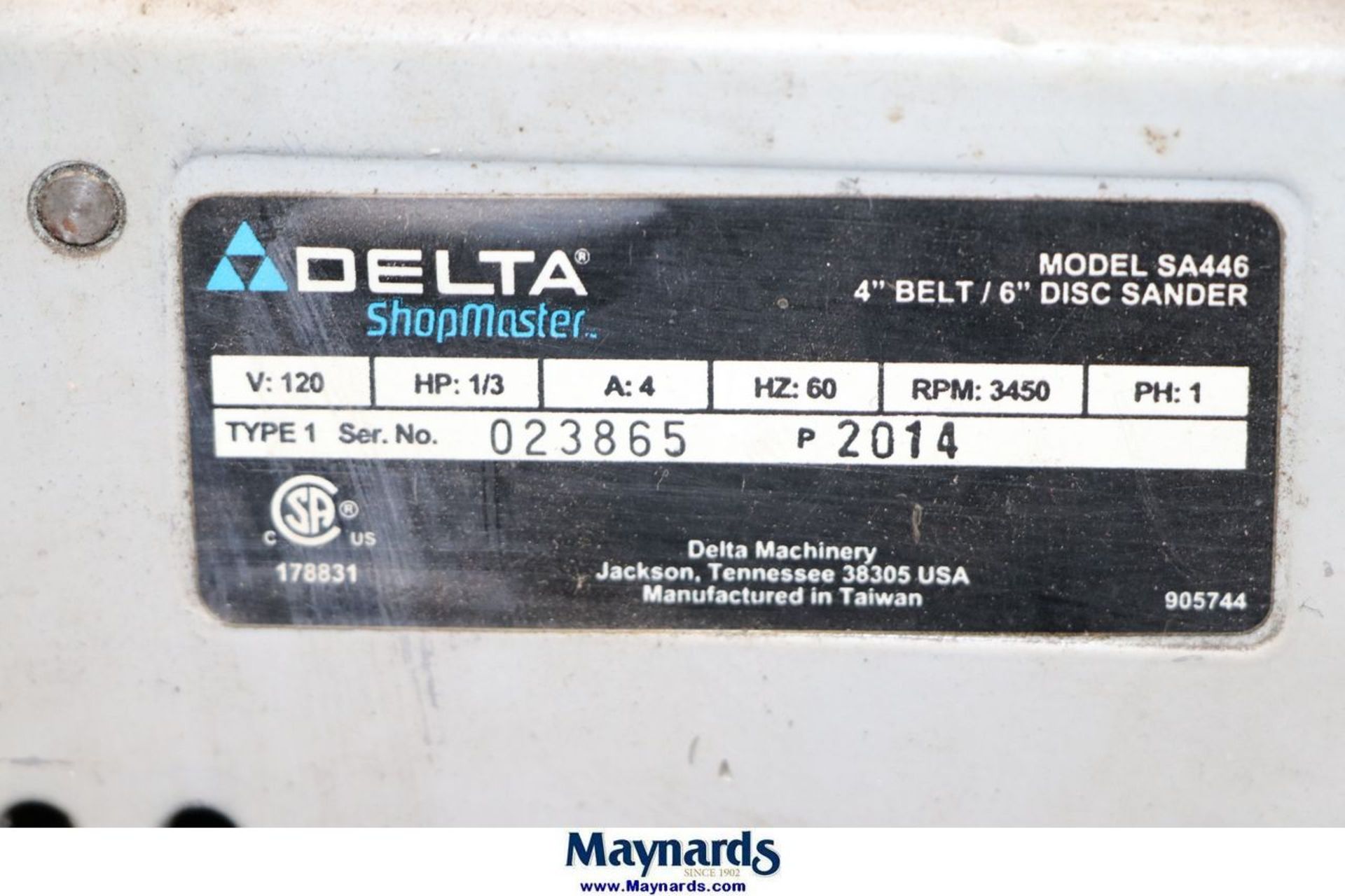 Delta Shopmaster Sa446 Bel/Disc Sander Voltage: 120, 4" Belt, 6" Disc ...