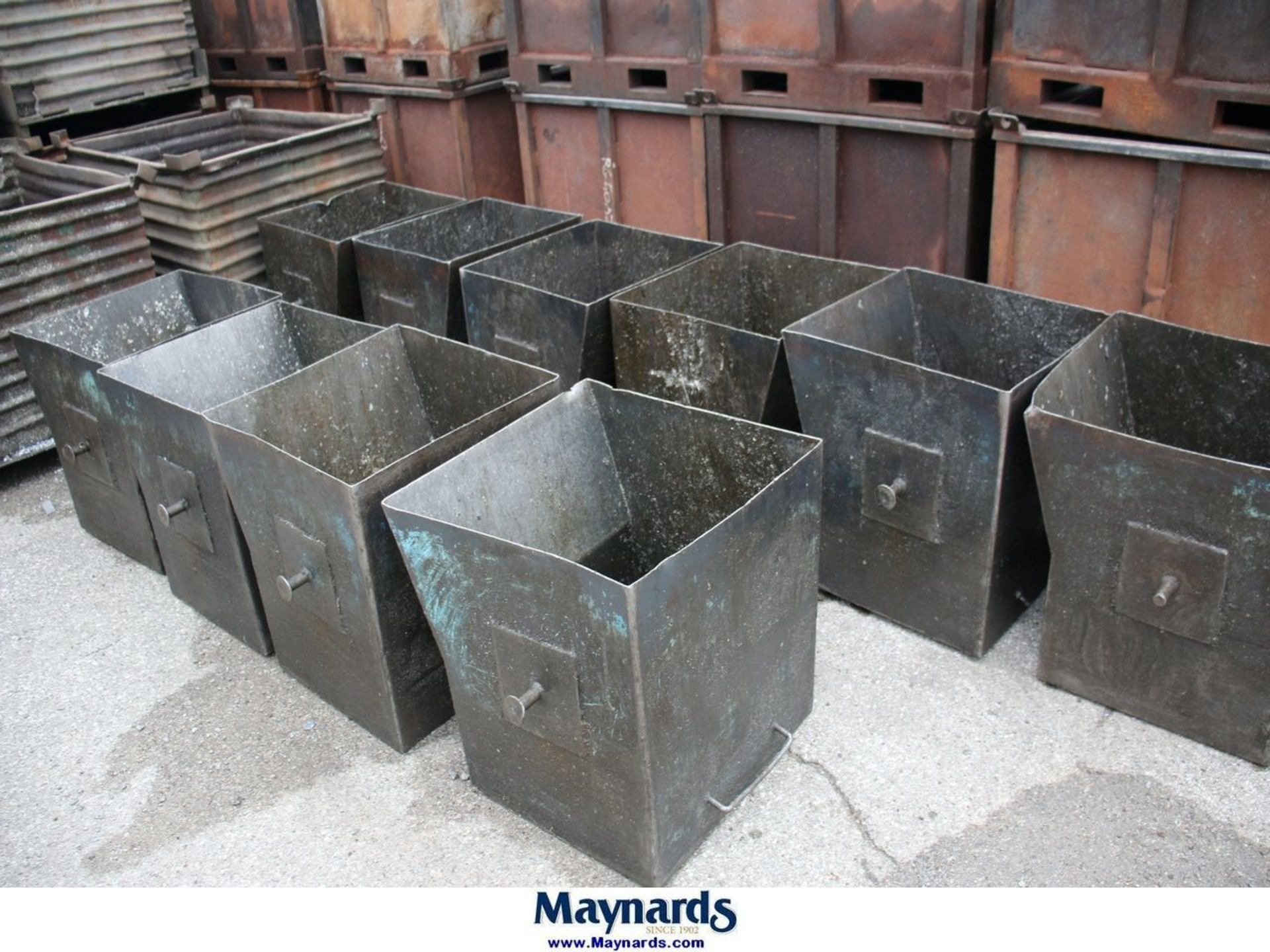 { Group of lots: 506, 507 } Lot of Assorted Size Steel Bins Mix of 48 ...