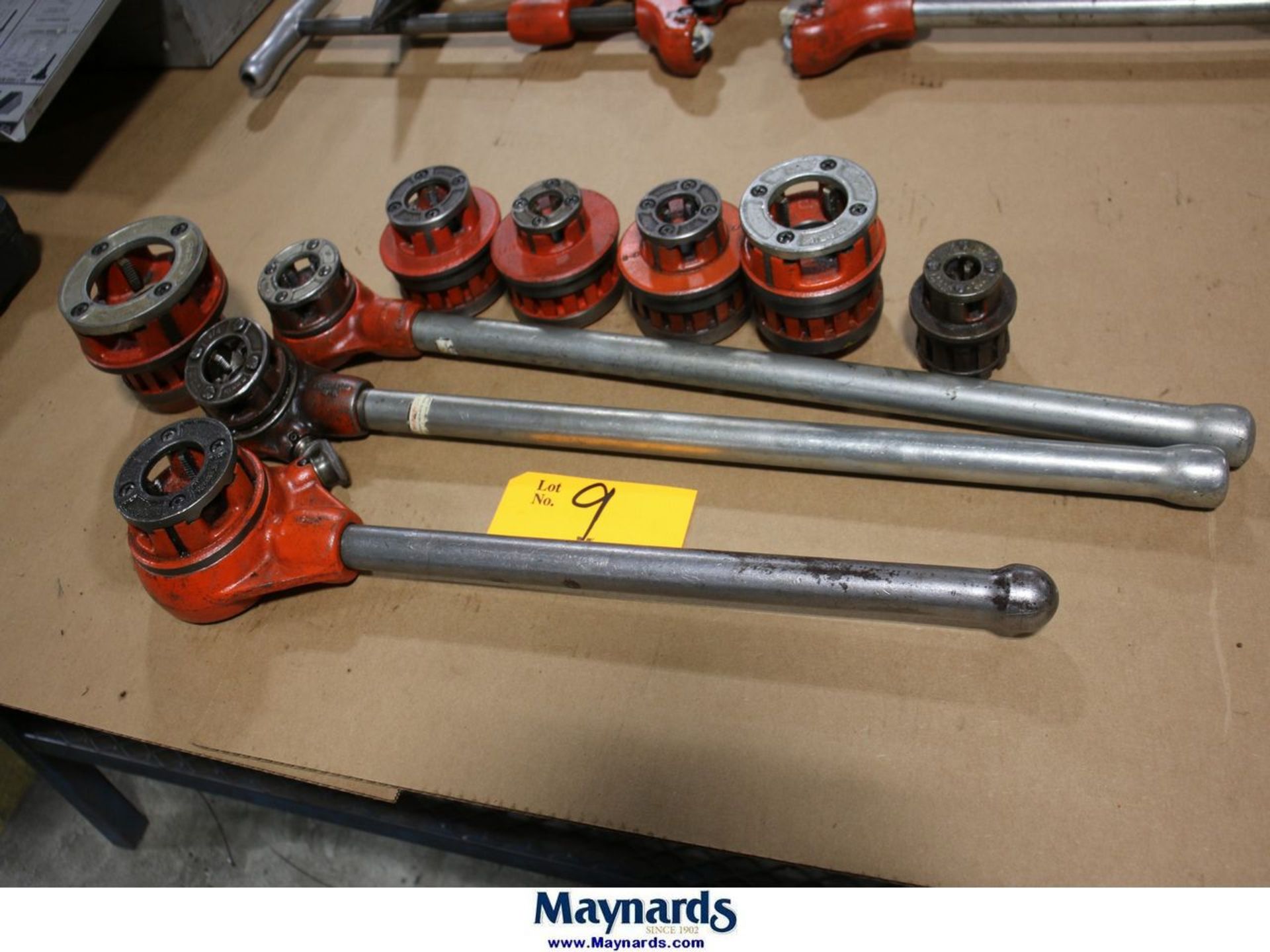 Lot of (3) Ridgid Pipe Threading Ratchets with Dies
