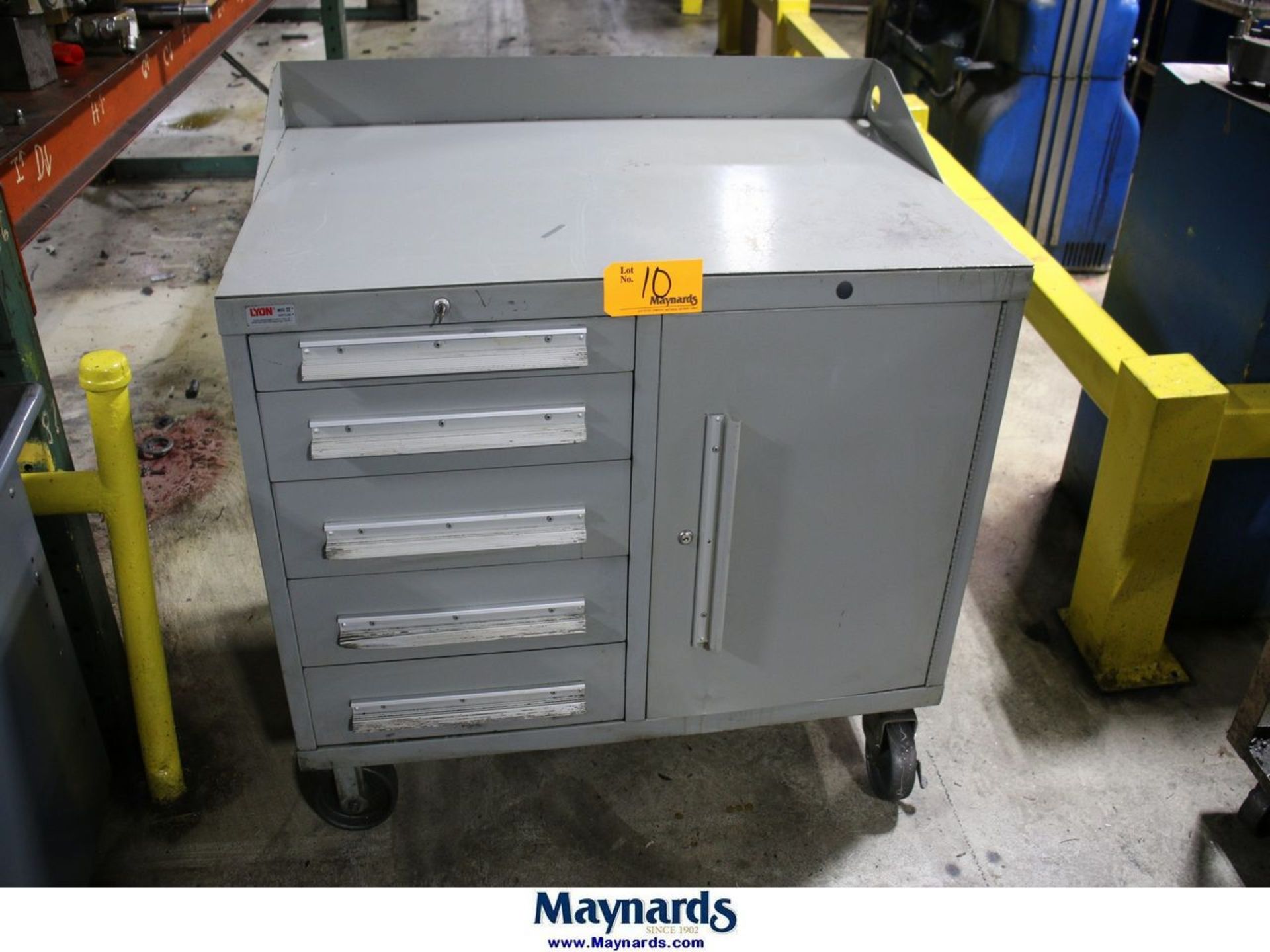 Lyon 5-Drawer 1-Door Rolling Cabinet