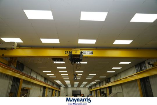 10 Ton x 43' Span Bridge Crane R & M Material Handling Underhung Hoist, 10 Ton Max Capacity, Incl