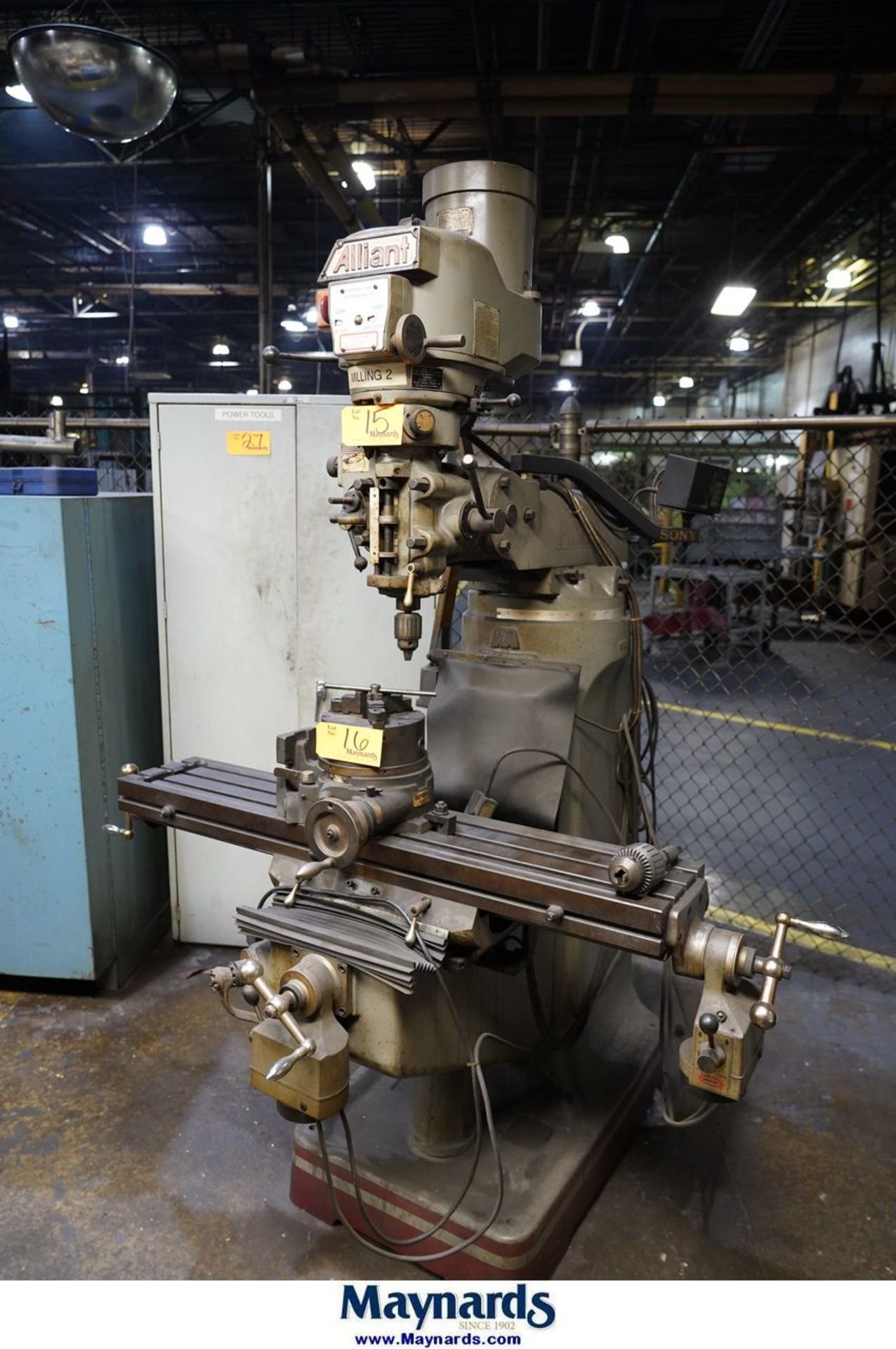 Alliant 949-3V Vertical Milling Machine With Power Feed, Sony LH51 ...