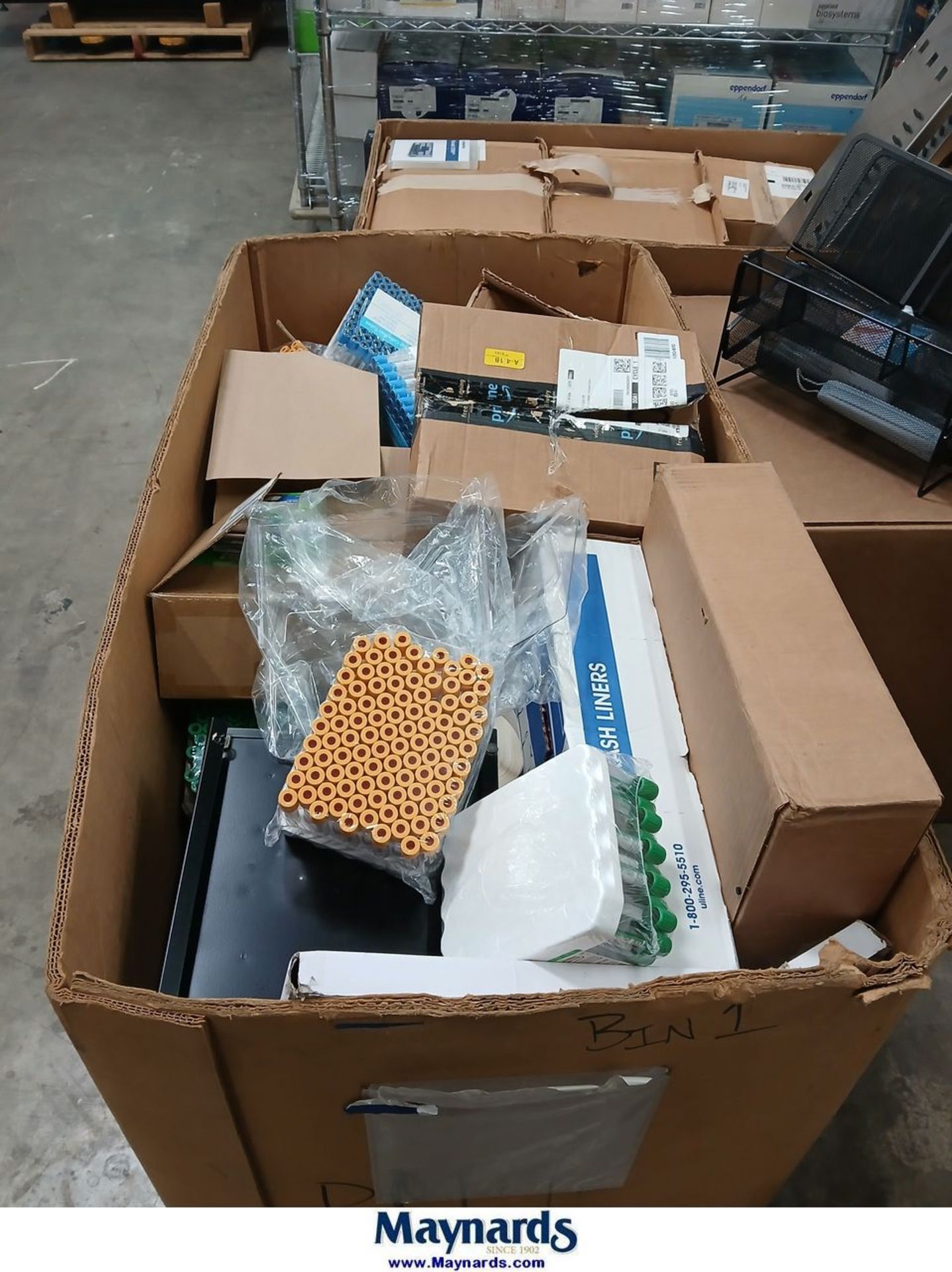 Large Cardboard Box w/ Laboratory Supplies ; Bokan And BD Vacutainer ...