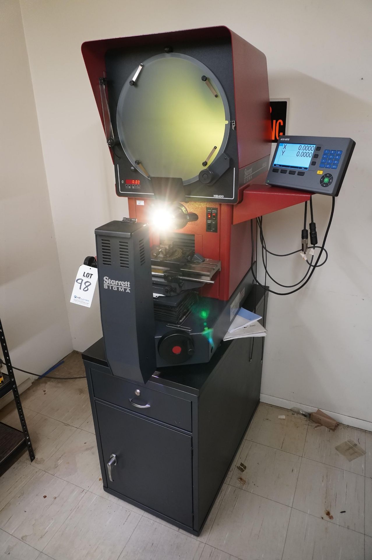 STARRETT SIGMA HB400 OPTICAL COMPARATOR, S/N 4650, ACU-RITE DIGITAL ...