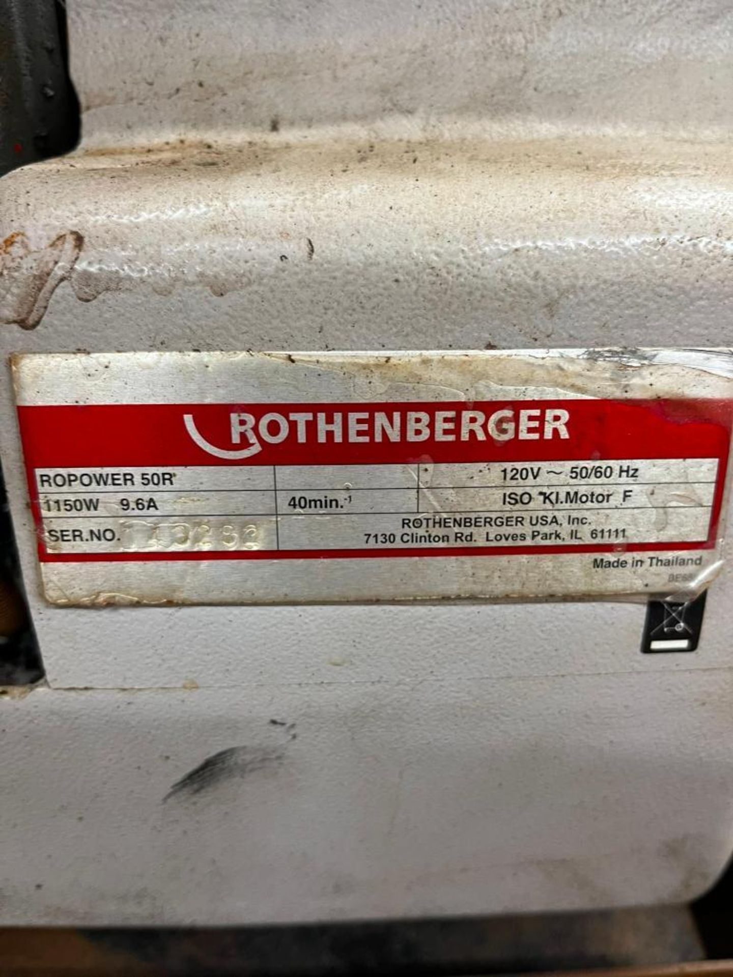 Rothenberger 50 R Portable Pipe Threader, 120 V, S/N 143282 ...