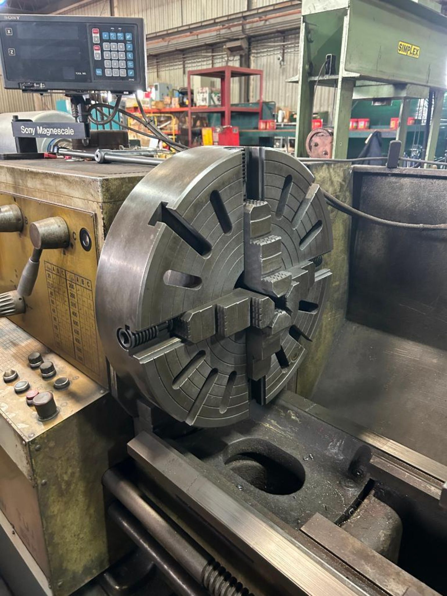 Tarnow Engine Lathe, Model TUJ 50 M, 19-1/2" 4- Jaw Chuck, Thru-Spindle ...