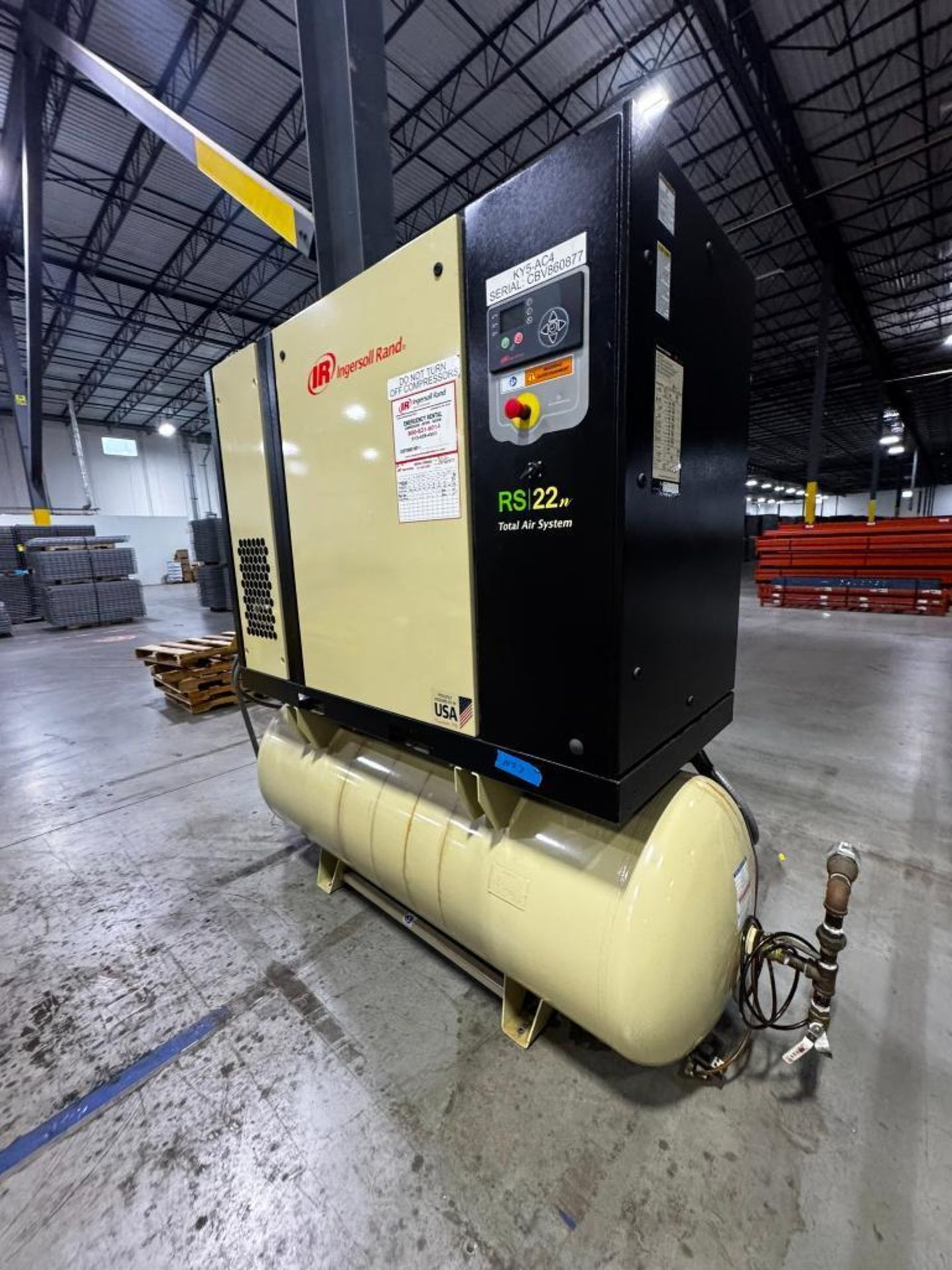 Ingersoll Rand Rotary Screw Air Compressor, 460 V, 3 PH, Model RS22N ...