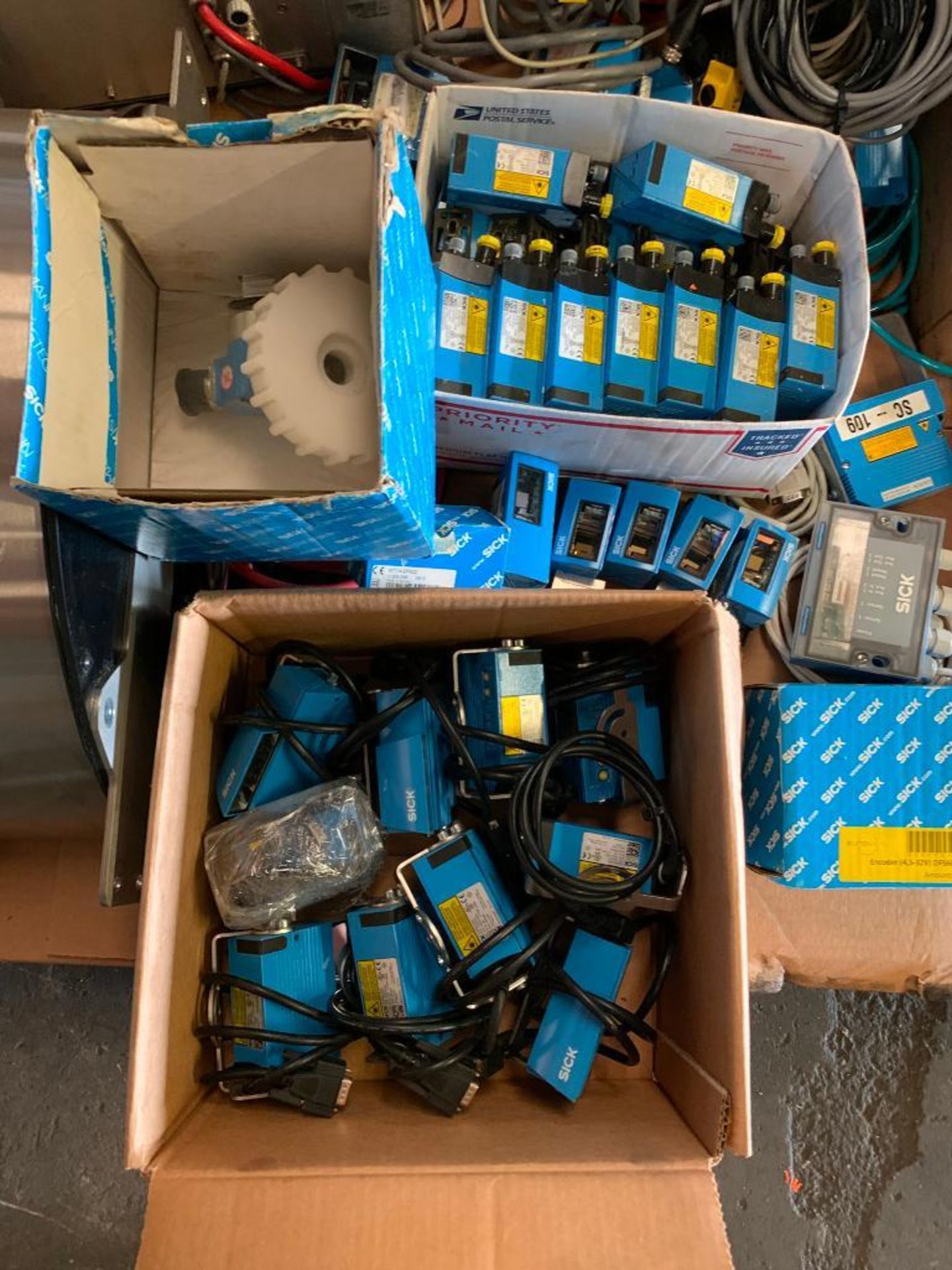 Pallet w/ Assorted Sick Components, Barcode Scanners, OPS400 Portal ...