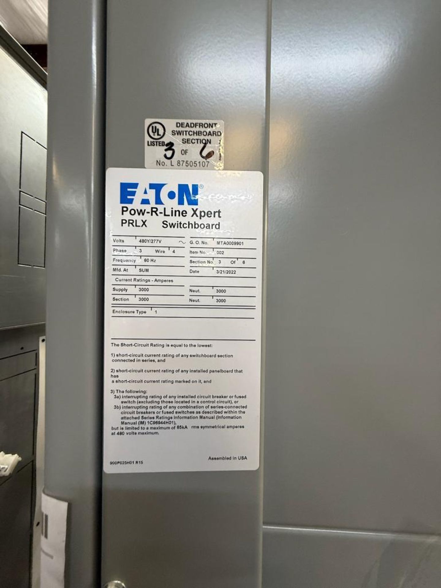 (NCE) Eaton Pow-R-Line Xpert PRLX Switchboard (Whole Section 4 Pieces ...
