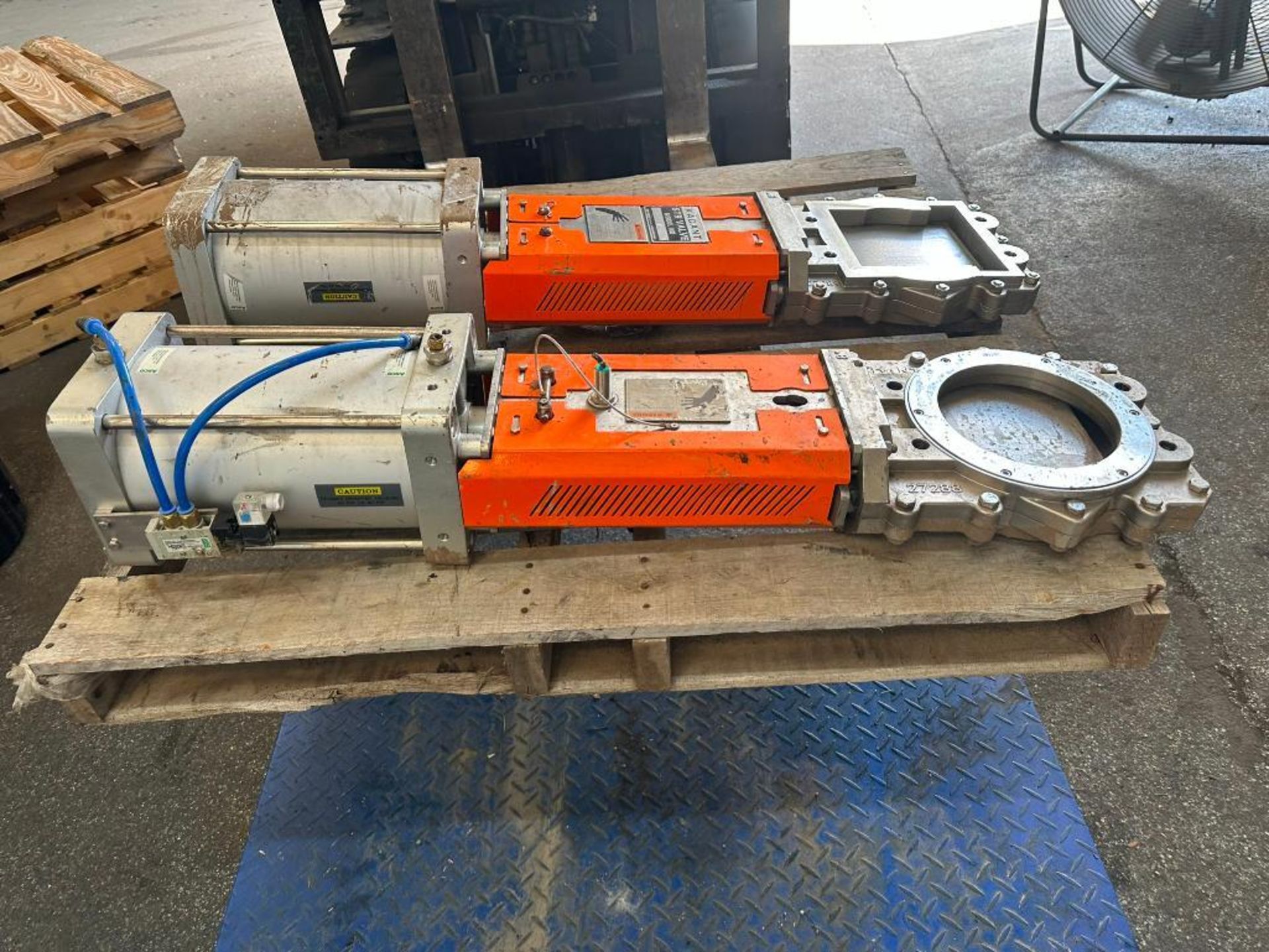 (JW) Pallet w/ (2) Kadant 8" Stainless Pneumatic Knife Gate Valves