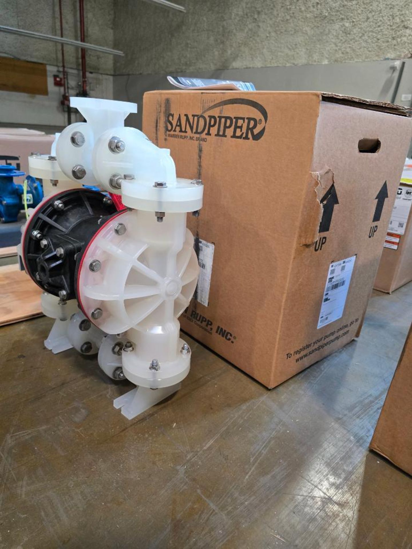 Sandpiper Air Actuated Double Diaphragm Pump, Model S1F, Non-Metallic w ...