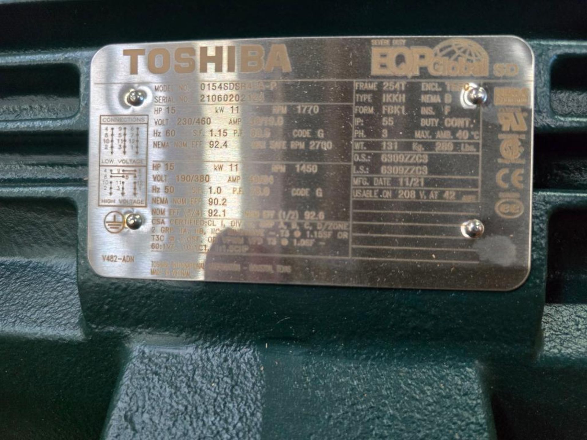 { Choice of lots: 119, 120 (P) } (4x) Toshiba 15-HP Polyphase AC ...