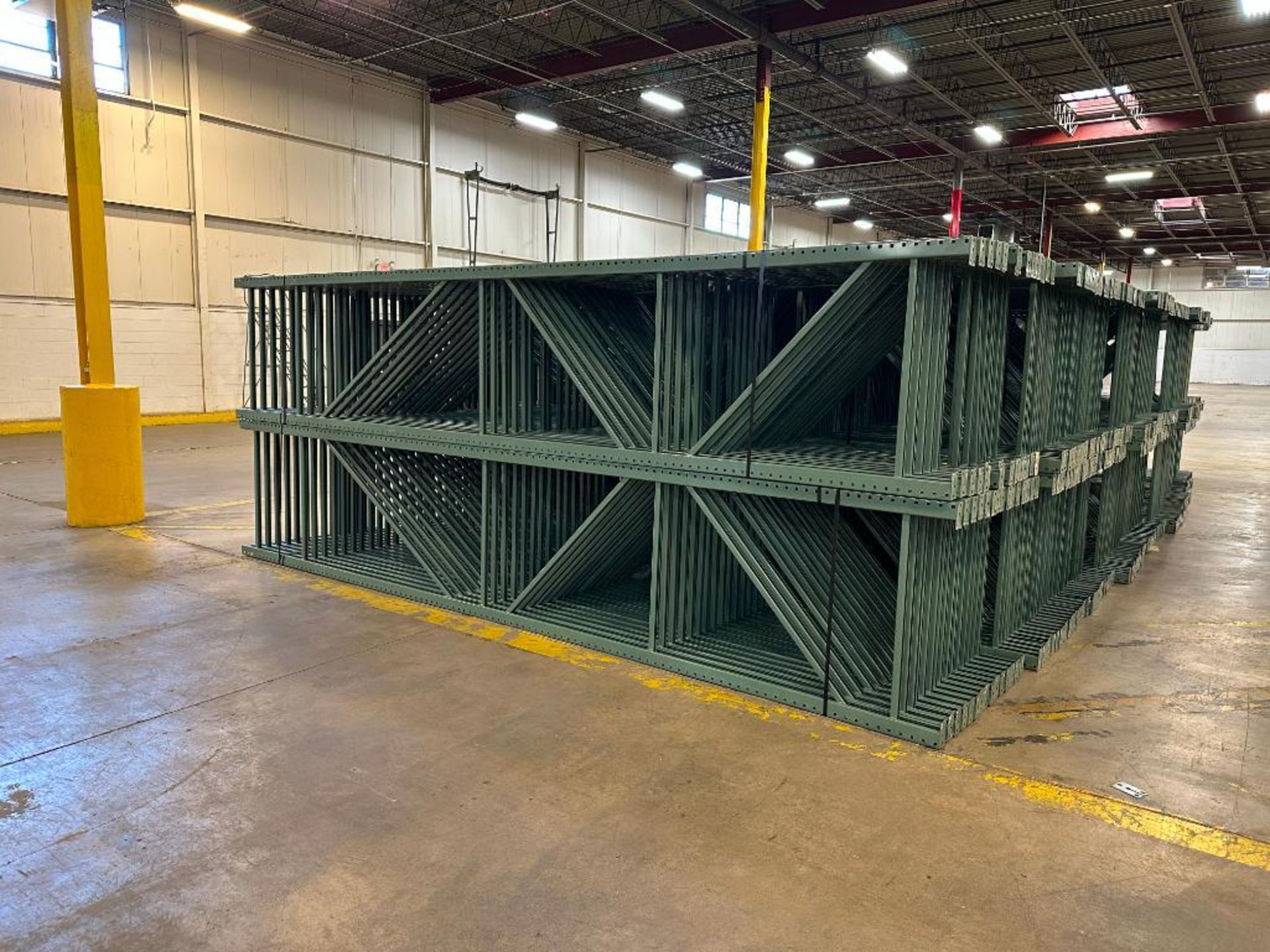 (30x) Interlake Teardrop Pallet Rack Uprights, 42" D x 18' T, 4-1/2" x ...