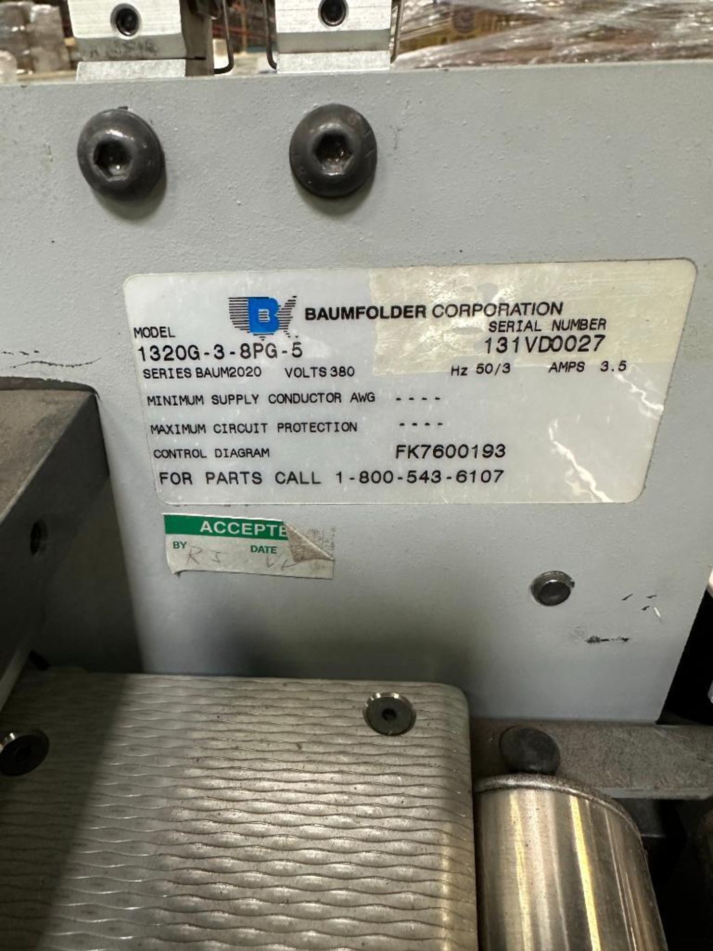 Baumfolder AutoCreaser Pro 33, Mode 1320G-3-8PG-5, S/N 131V0027, 360V ...