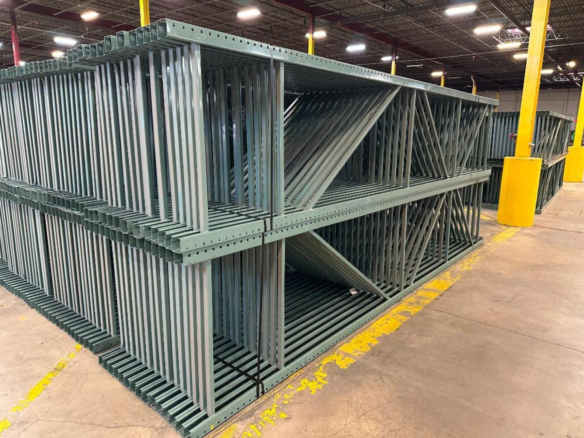 (30x) Interlake Teardrop Pallet Rack Uprights, 42" D x 18' T, 4-1/2" x ...