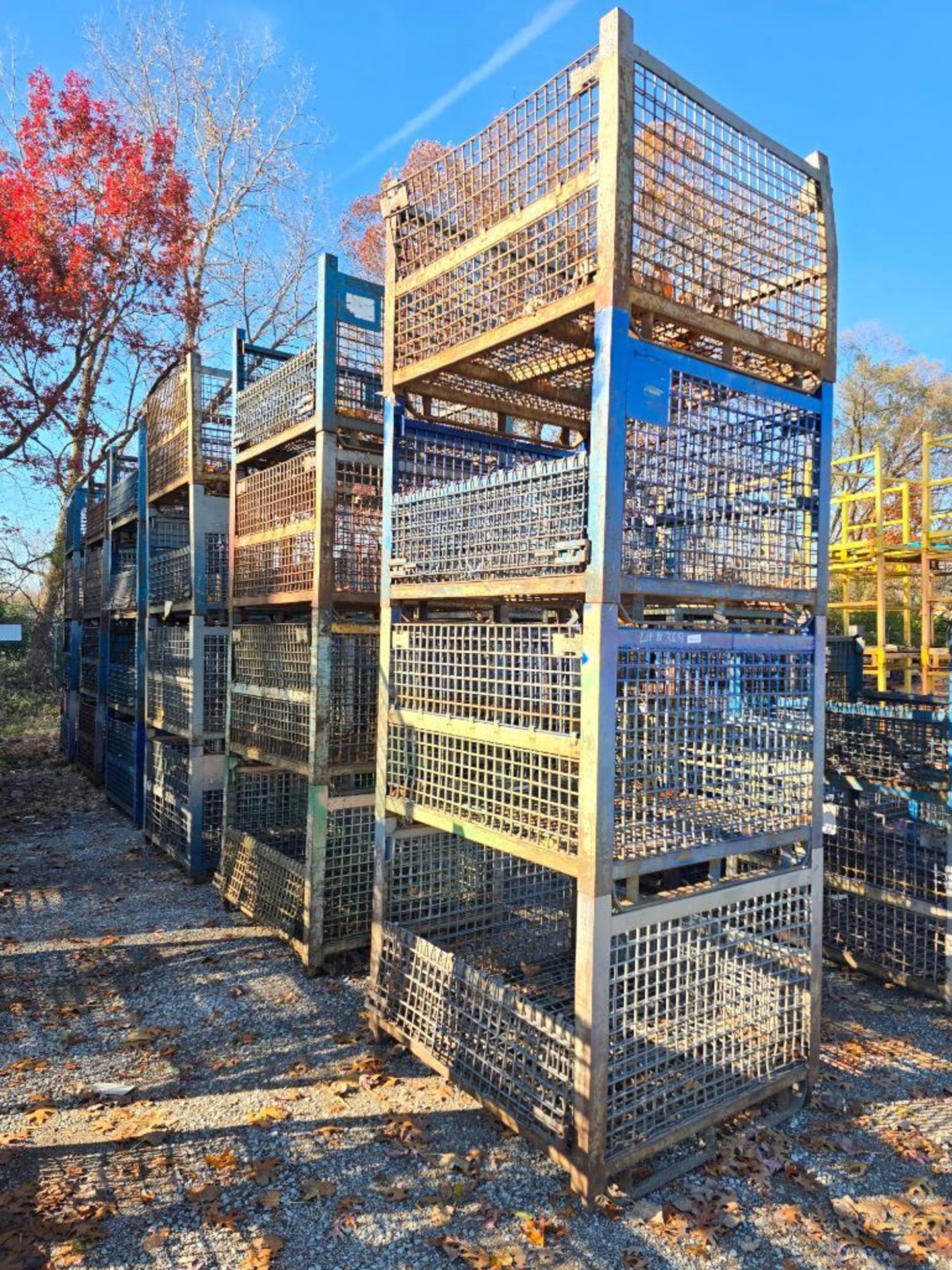 { Group of lots: 368, 371 } (24) Stackable Wire Cage Parts Bins, 53" W ...