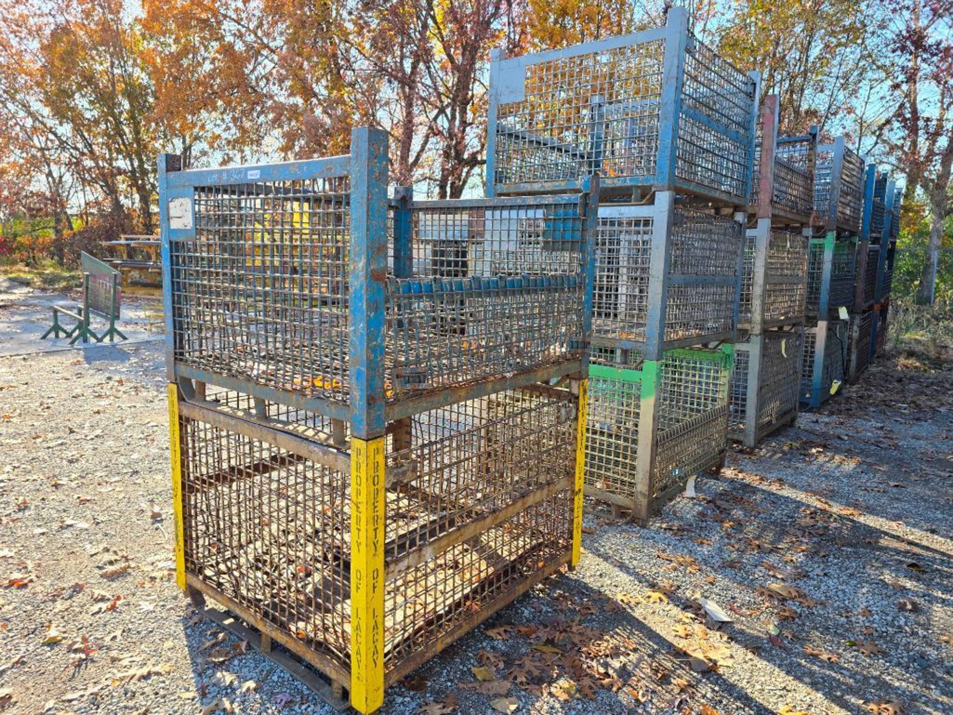 { Choice of lots: 367 (P) } (17) Stackable Wire Cage Parts Bins, 53" W ...