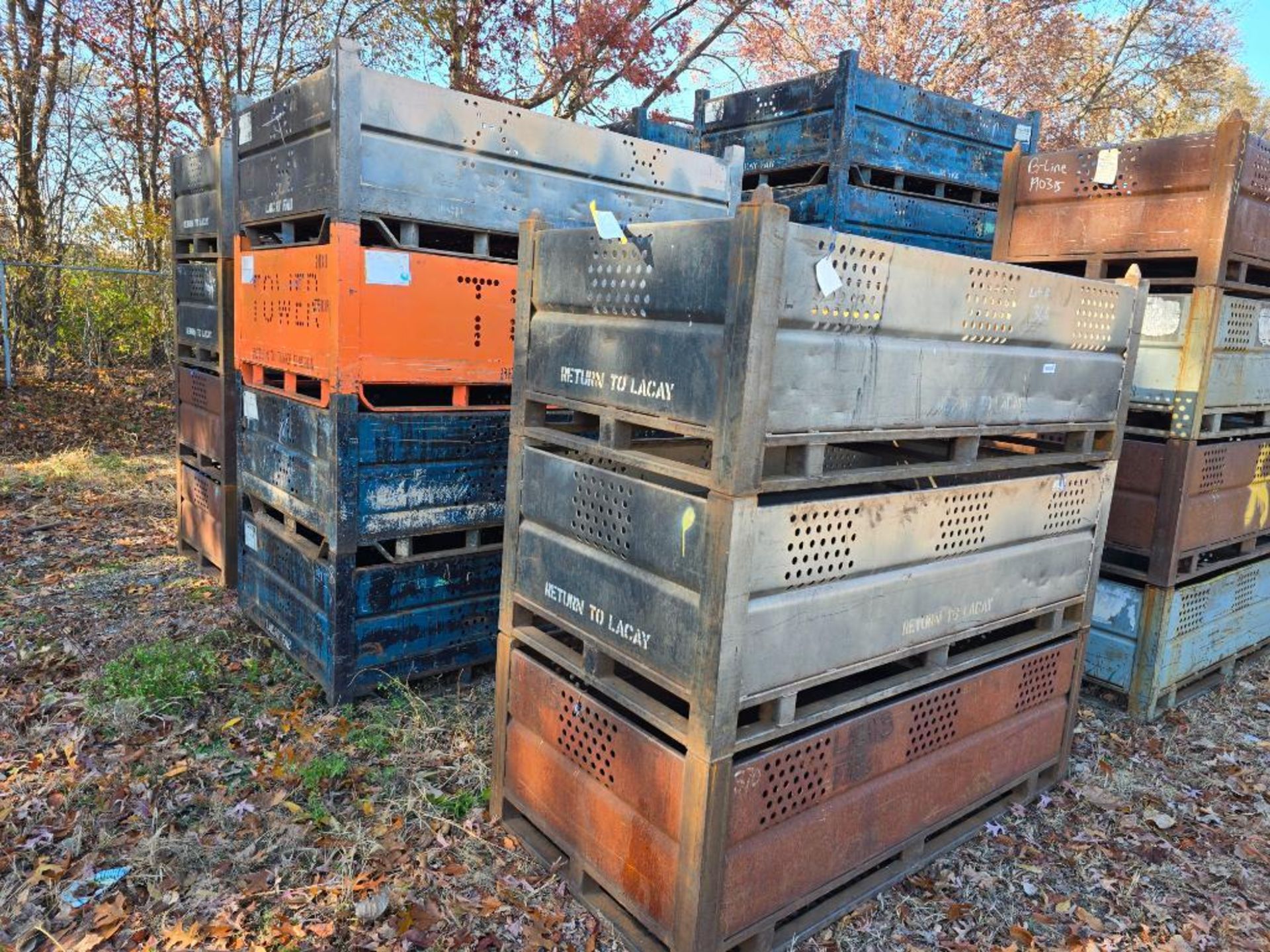 (25) Stackable Steel Parts Bins, 72" W x 42"/48" D x 23-1/2" T