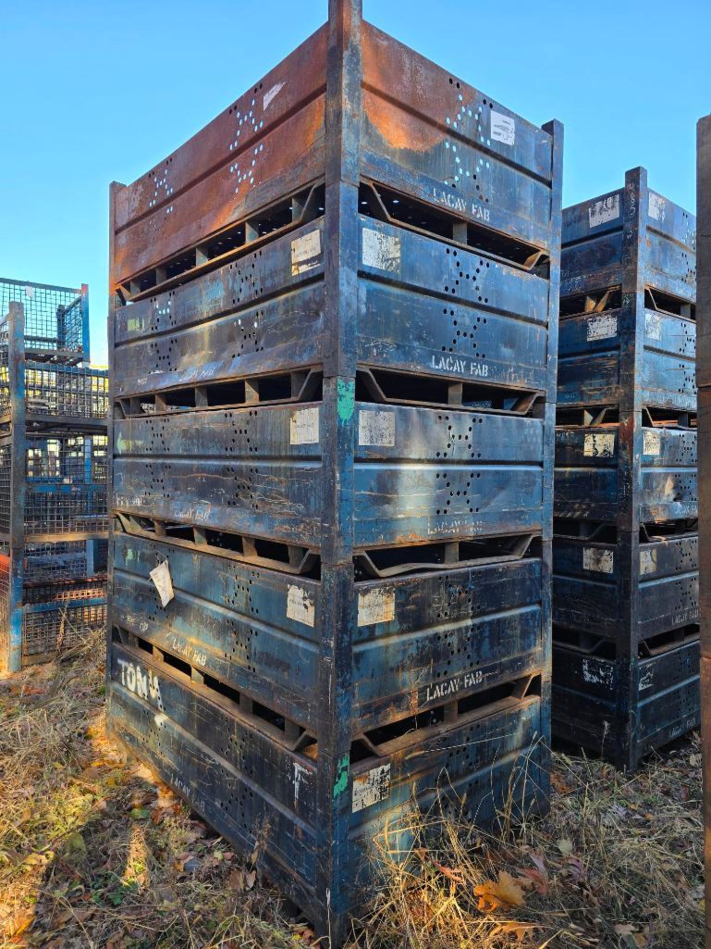 (25) Stackable Steel Parts Bins, 72" W x 42"/48" D x 23-1/2" T