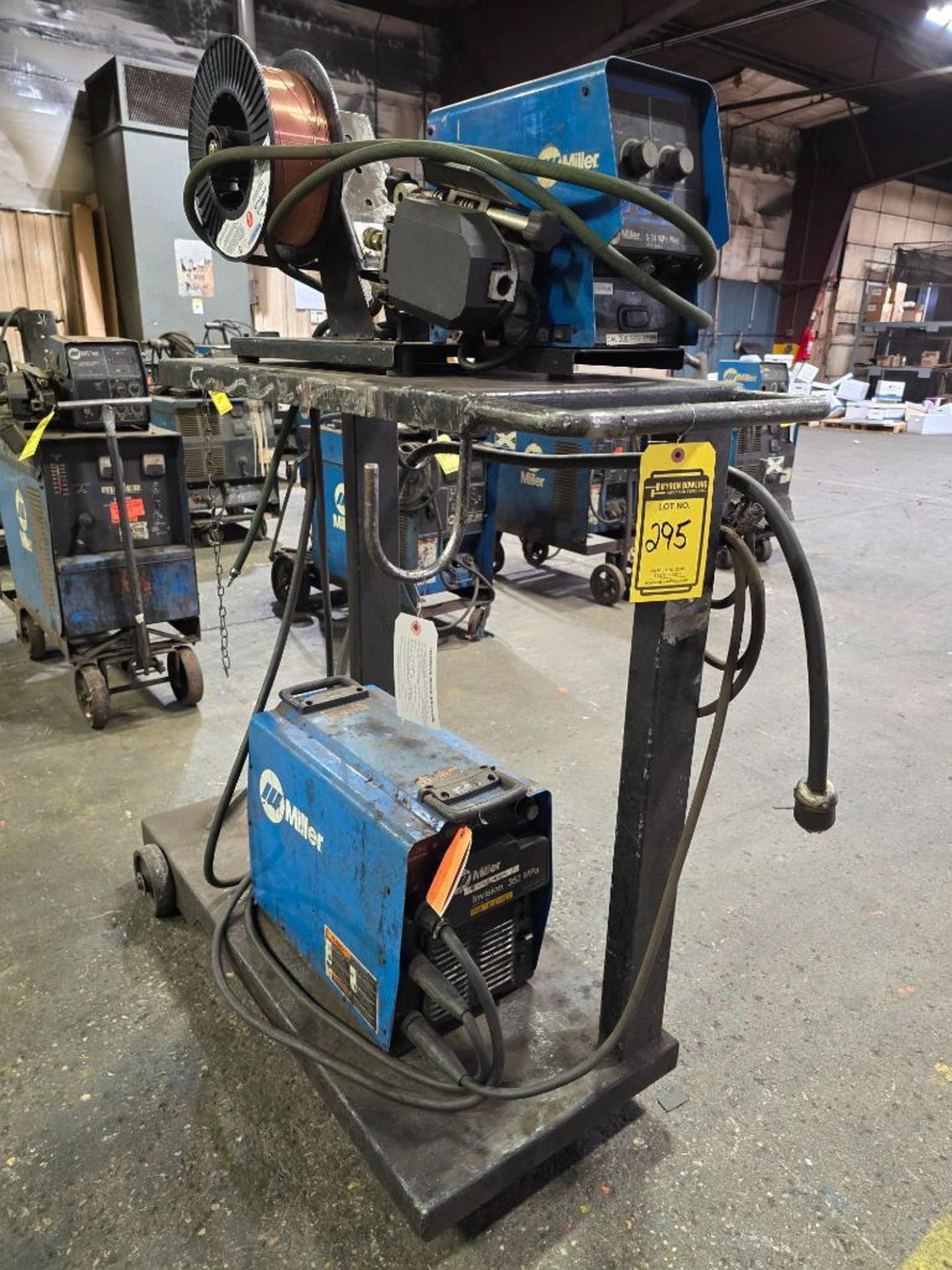 Miller Invision 352 MPa Welder w/ S-74 MPA Plus Wire Feeder on Bottle Cart
