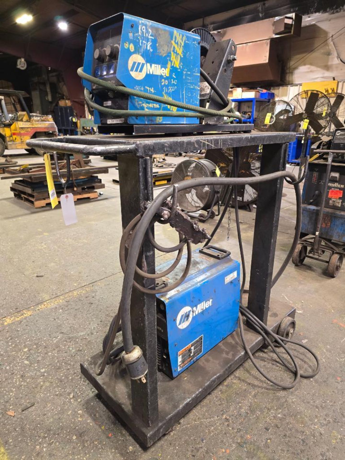 Miller Invision 352 MPa Welder w/ S-74 MPA Plus Wire Feeder on Bottle Cart
