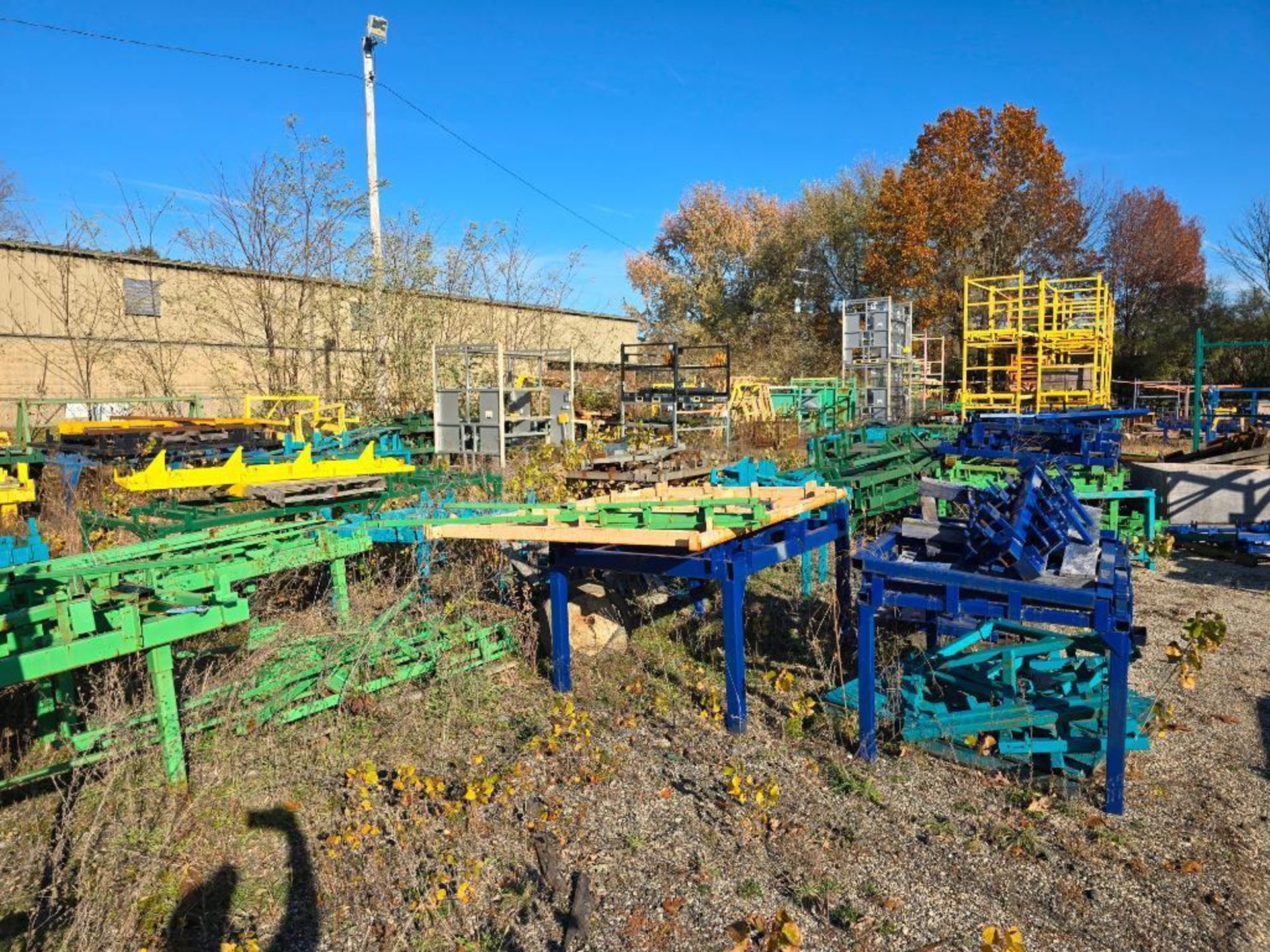 Very Large Lot of Steel Fixture Tables, Cantilever Racks, Parts Hanging ...