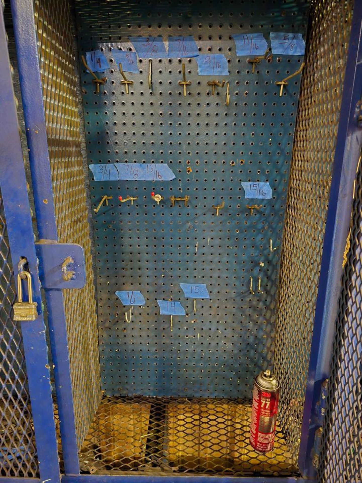 Rolling Lockable Steel Cage, 8' W x 13" D, 4-Door, Peg Back Board