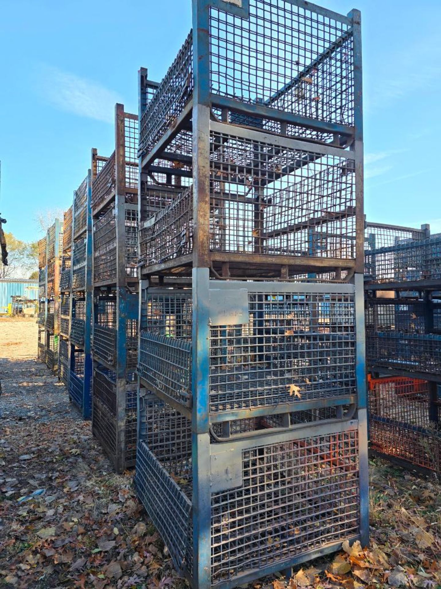 { Group of lots: 368, 371 } (24) Stackable Wire Cage Parts Bins, 53" W ...