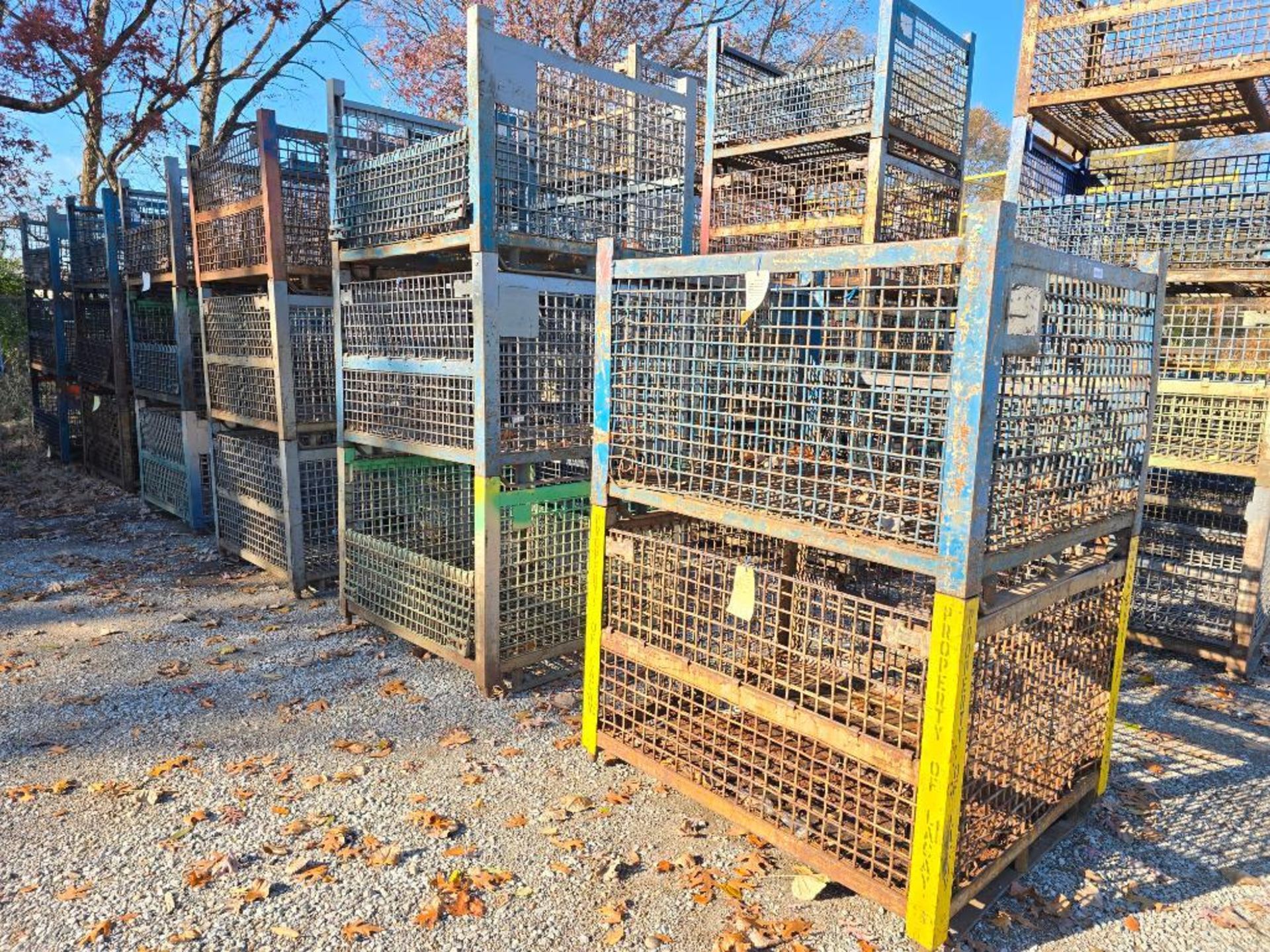 { Choice of lots: 367 (P) } (17) Stackable Wire Cage Parts Bins, 53" W ...