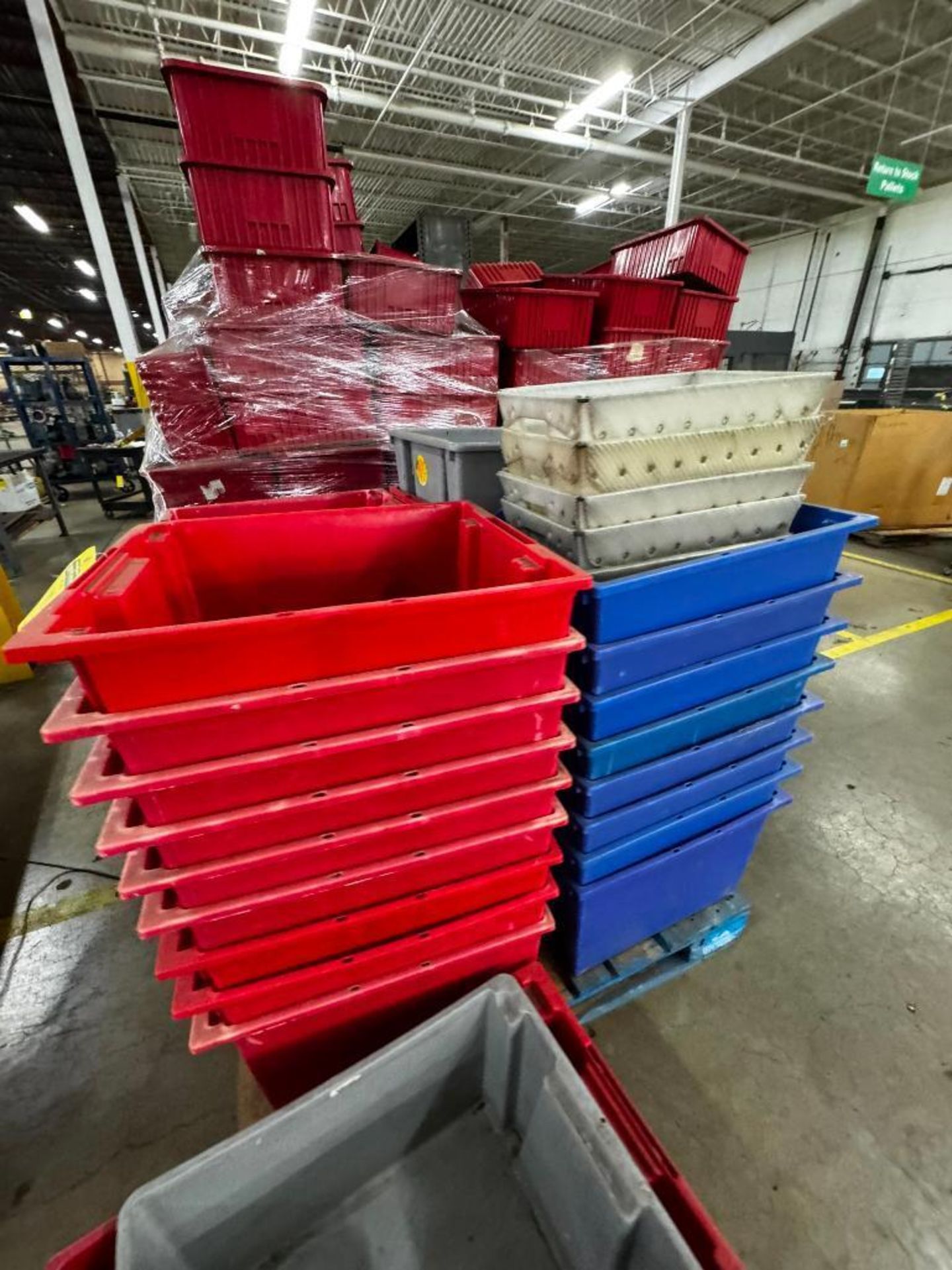{ Group of lots: 116, 117, 118 } Plastic Totes, 2' Long X 19" Wide X 1 ...