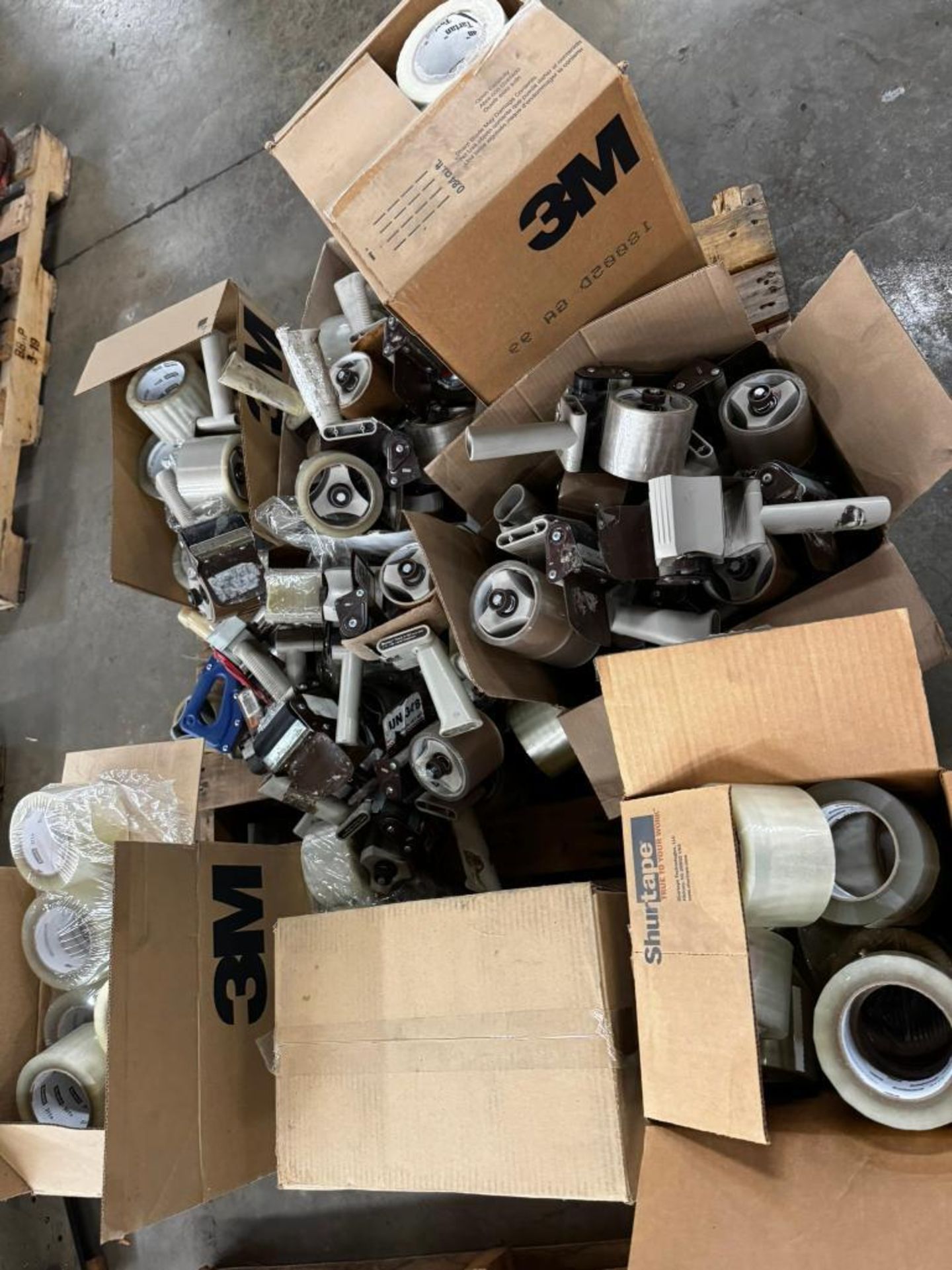 { Group of lots: 155, 156 } Pallet of Tape & Tape Dispensers ($25 ...