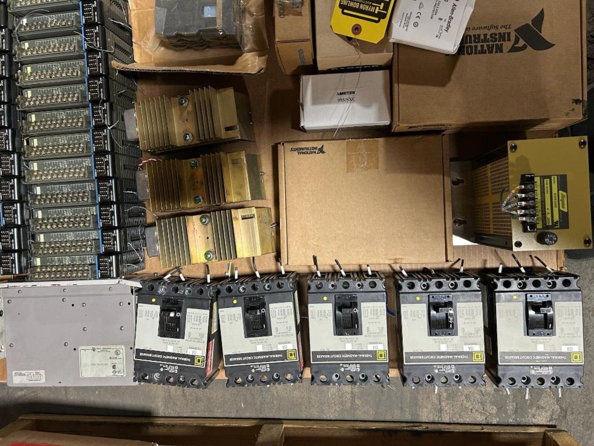 Pallet of Electrical & PLC, Banner Sensors, Square D 15 Amp Breakers ...