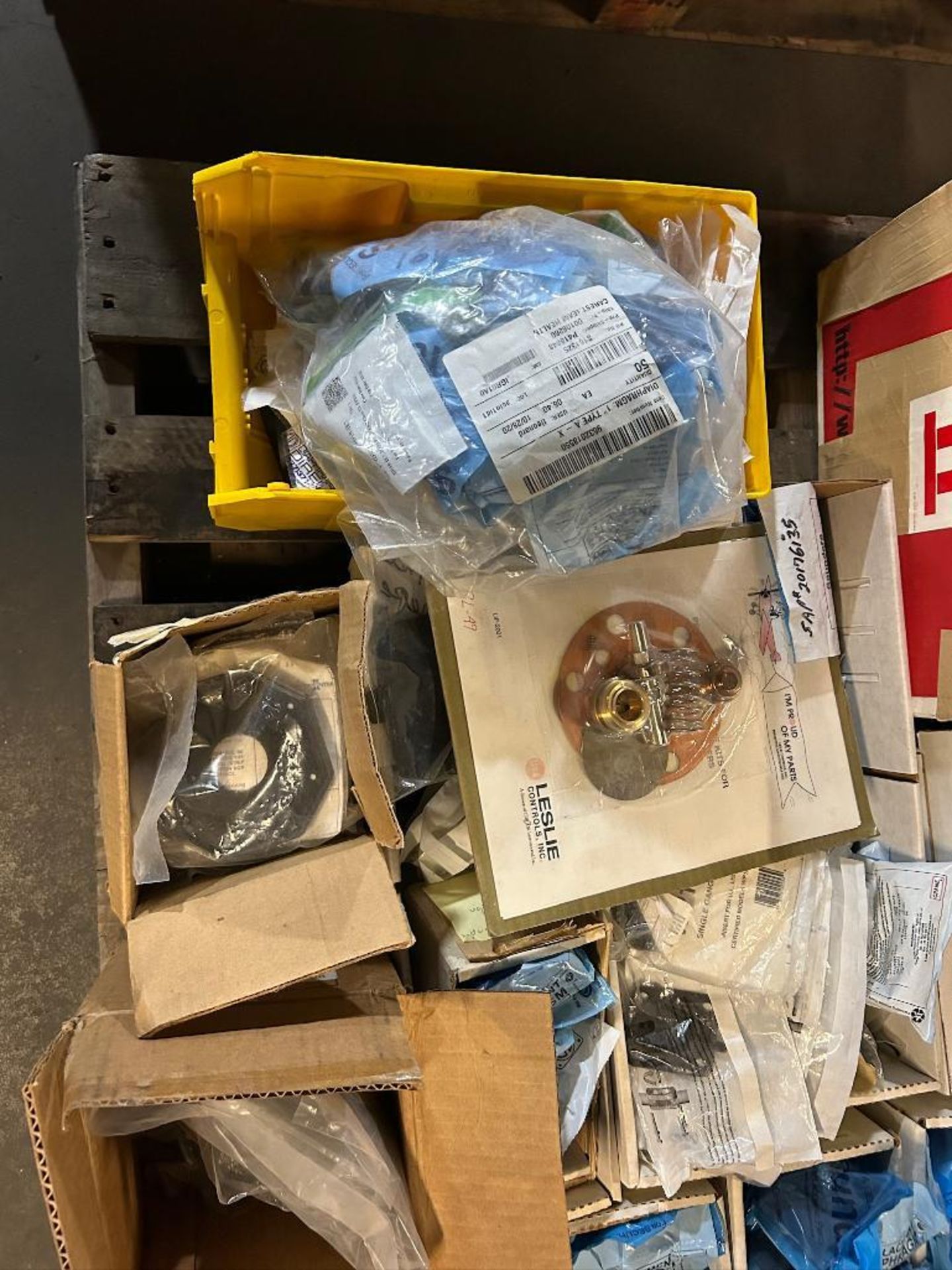 { Group of lots: 25, 26, 27 } Pallet of Misc. Fittings, Saunders ...
