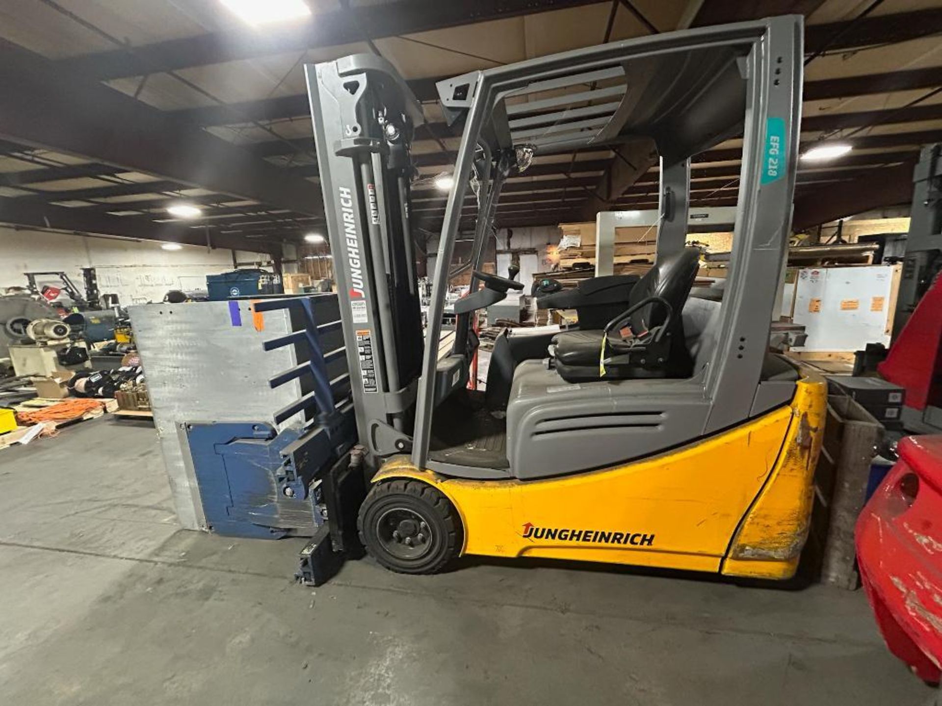 Jungheinrich Sit-down Electric Forklift w/ Box Clamp Attachment, Model ...