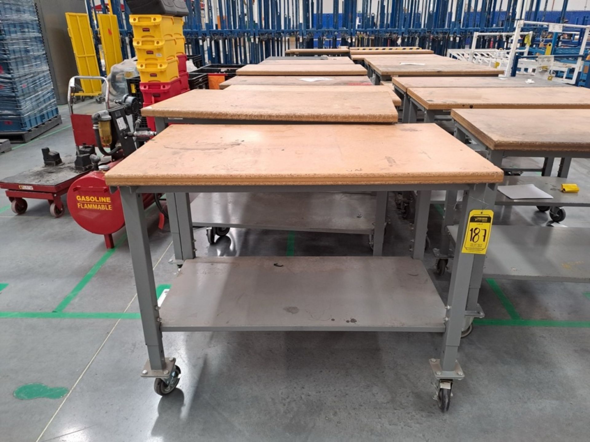 10 ULINE mobile work tables with adjustable PTR frame, 4 12" wheels ...