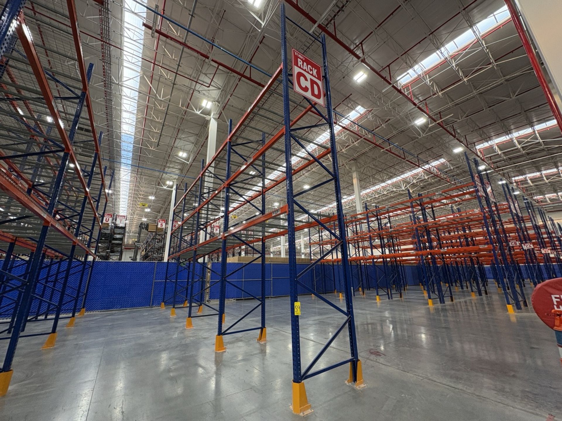 2 rows of storage racks measuring 11 meters long, 6 meters high, and 1. ...