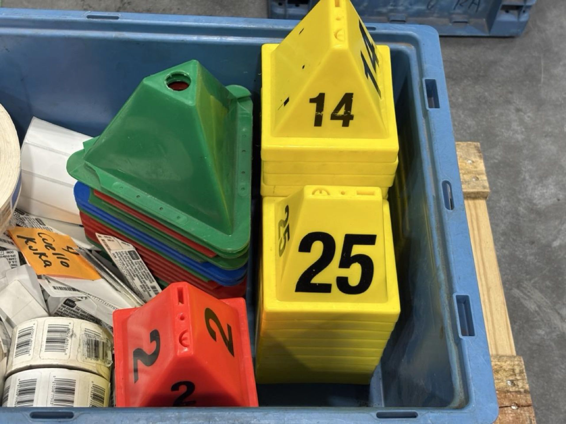 Lot of consumables, contains a laminator; a promotional display stand ...