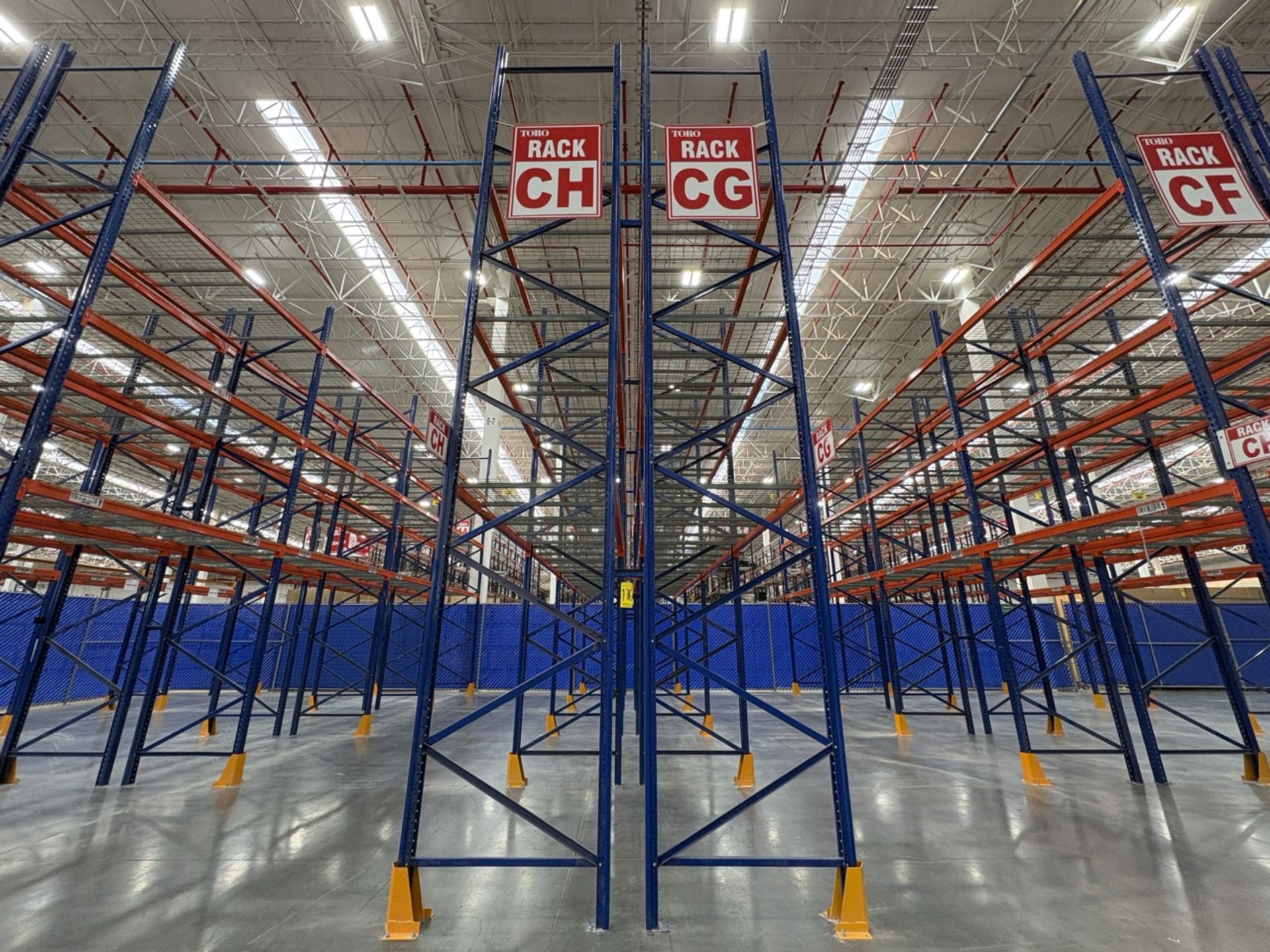 2 rows of storage racks measuring 11 meters long, 6 meters high, and 1. ...