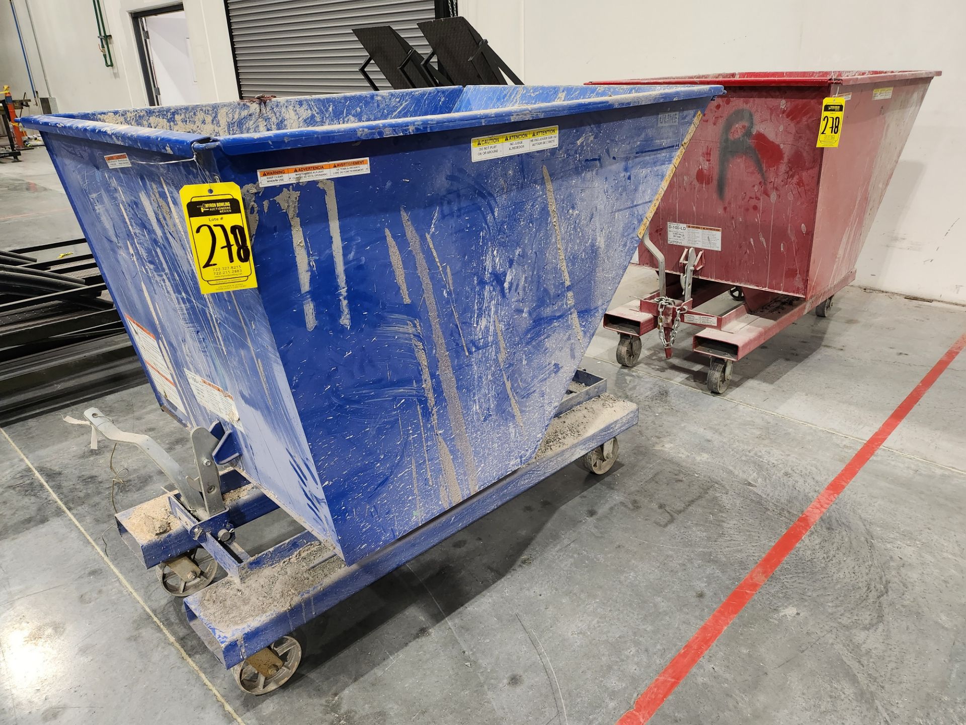 Lot contains: 2 ULINE brand metal waste containers, rollable and ...