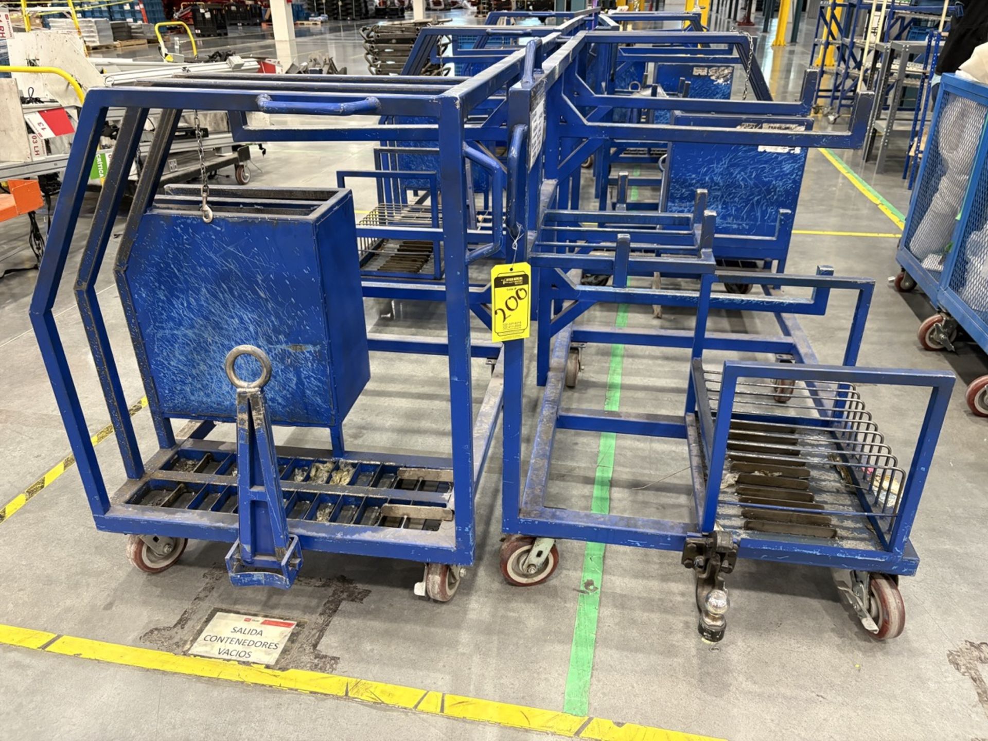 6 metal carts with structural tubing (PTR) frame, 12” wheels with ...