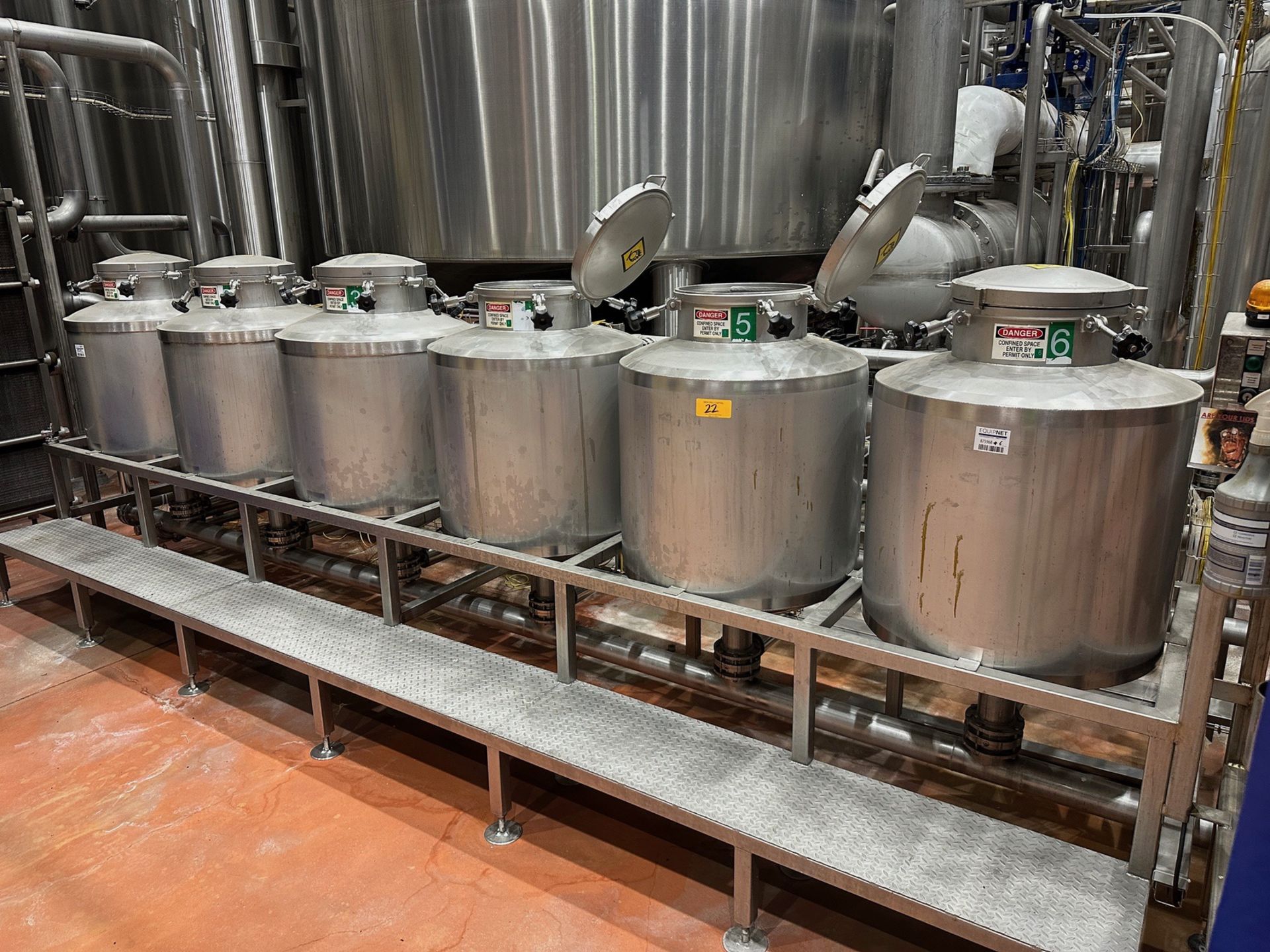 ROLEC Stainless Steel Hop Dosing System with (6) 3 BBL Tanks and Platform