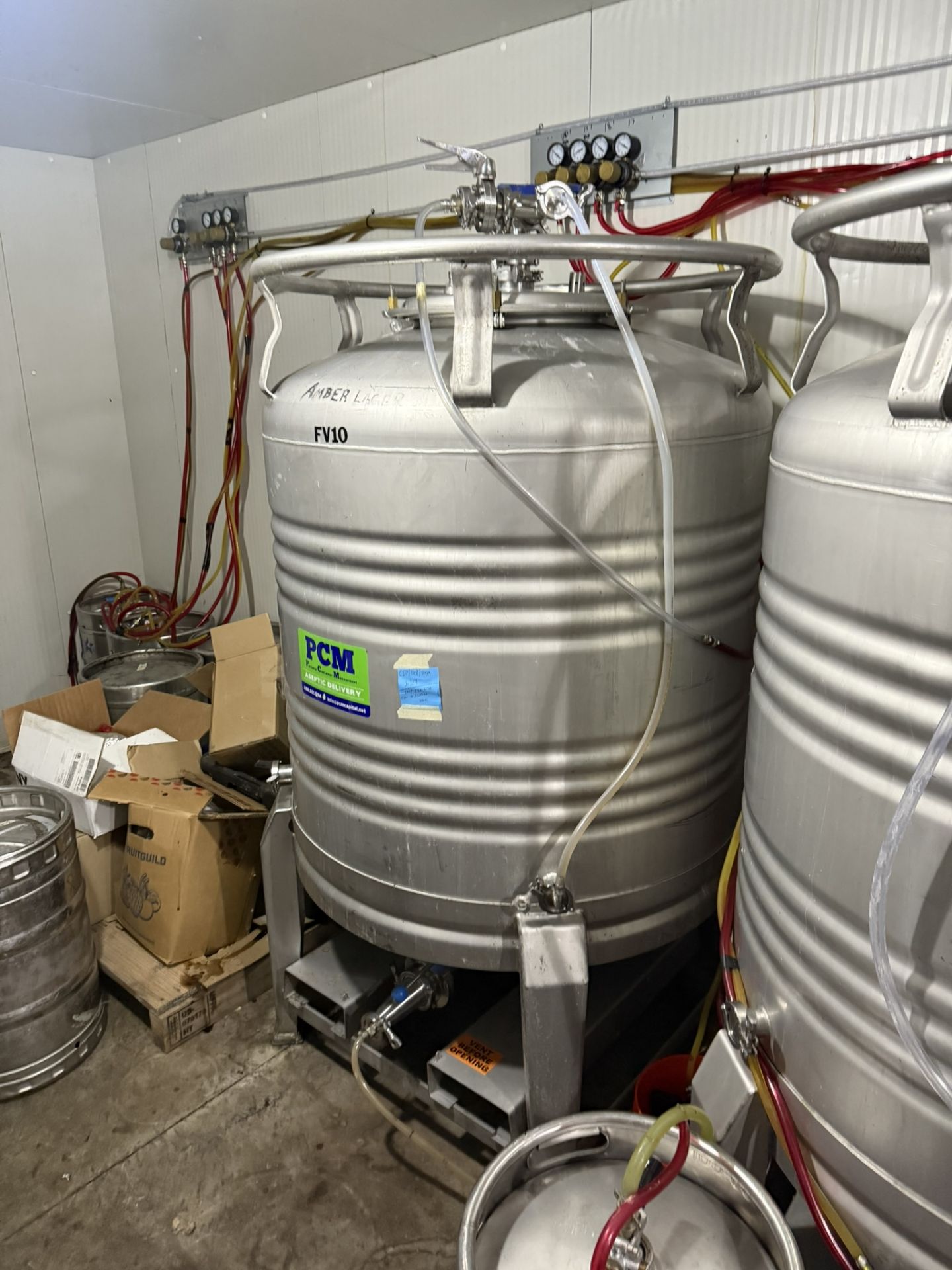 PCM 7 BBL Stainless Steel Serving Tanks, Mounted on Skid with Forklift ...