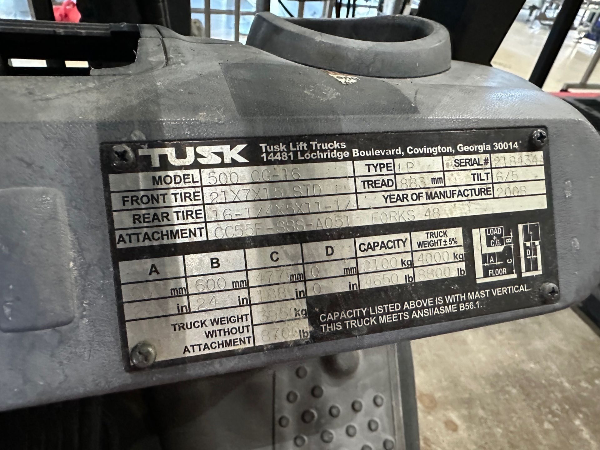 Tusk LP Fork Lift with 5,000 LB Capacity - Model 500 CG-16 (Approx ...