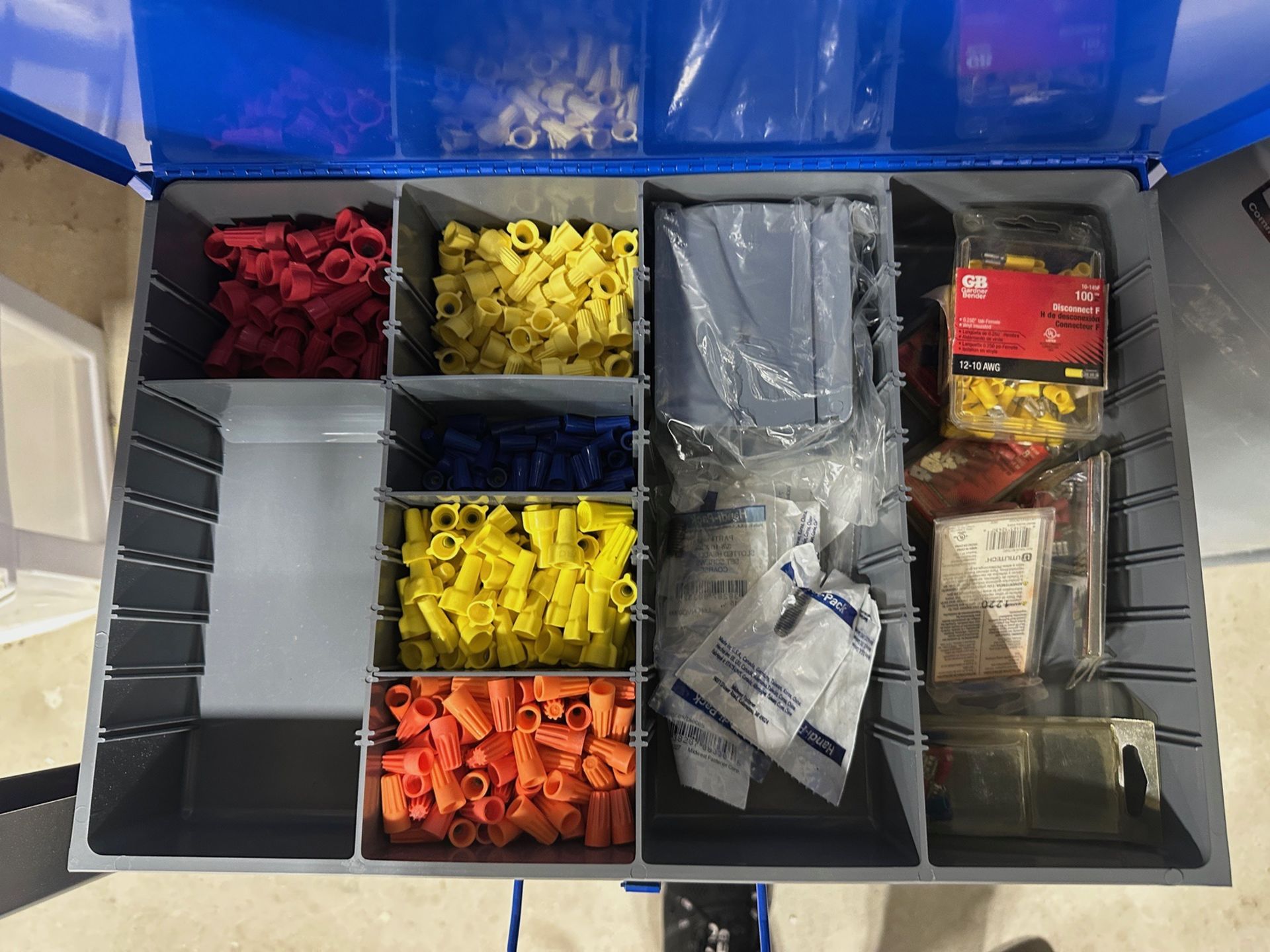 Lot of (2) Fastenal Pigeon Hole Parts Bins with Contents
