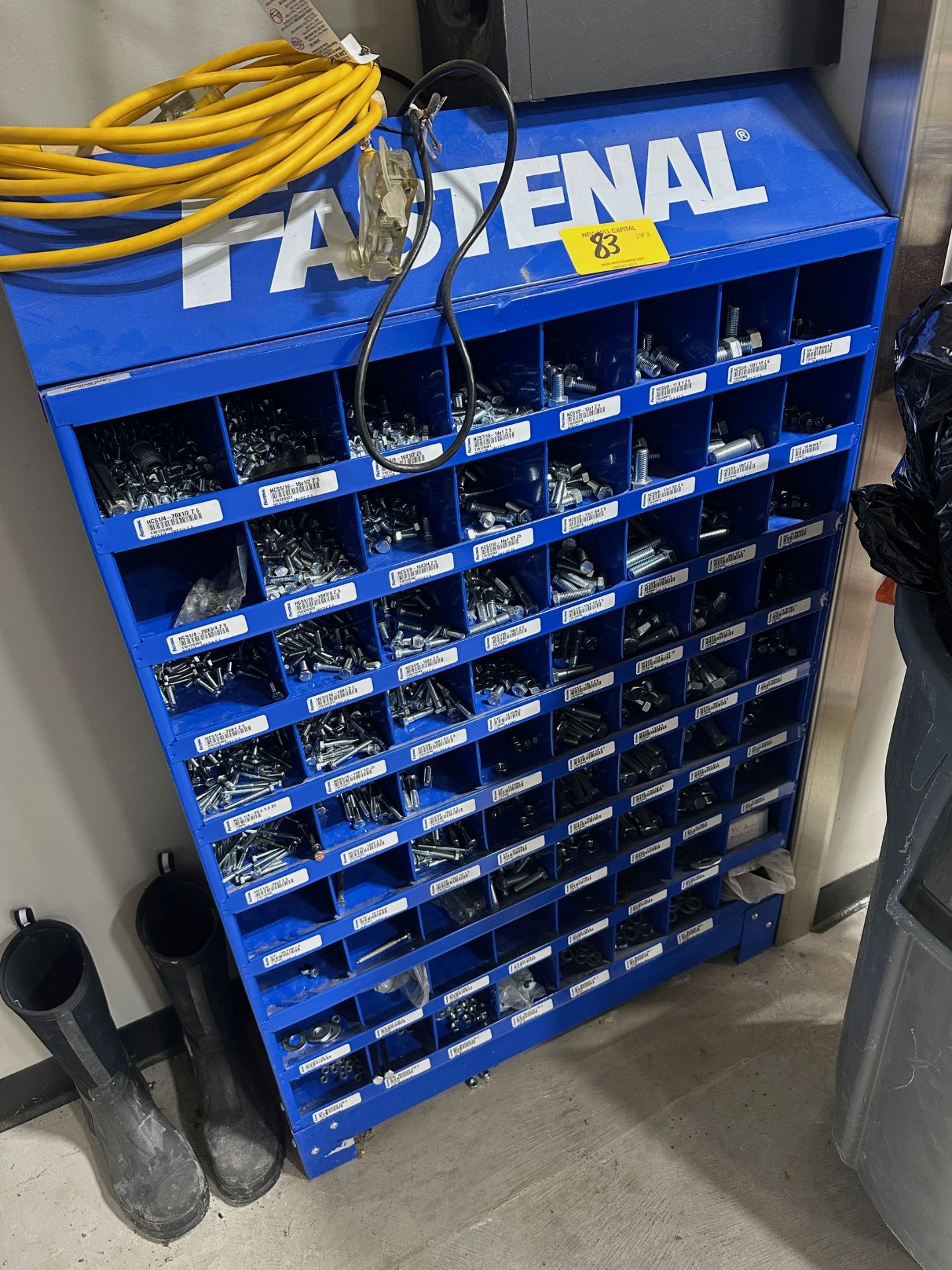 Lot of (2) Fastenal Pigeon Hole Parts Bins with Contents