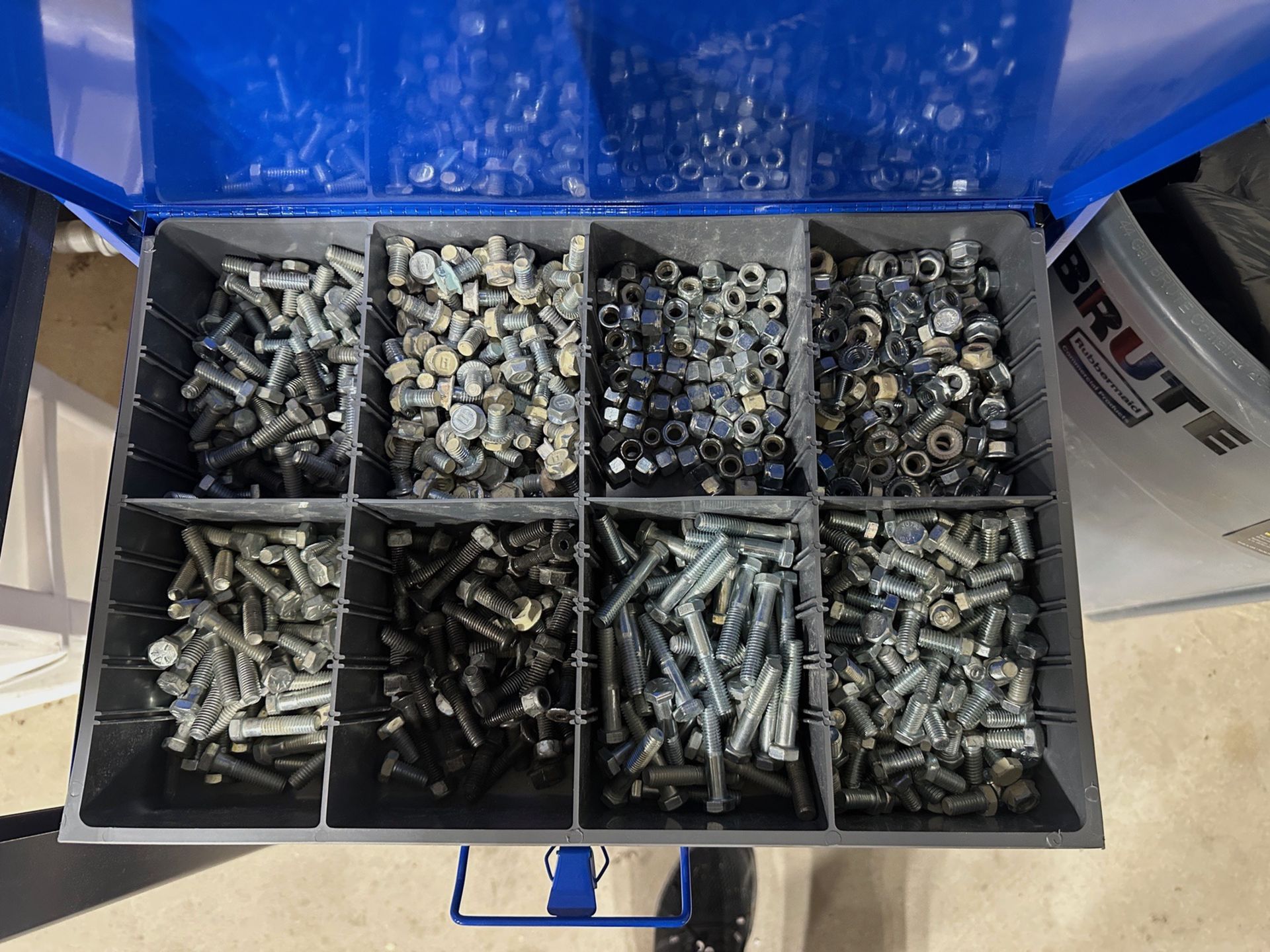 Lot of (2) Fastenal Pigeon Hole Parts Bins with Contents